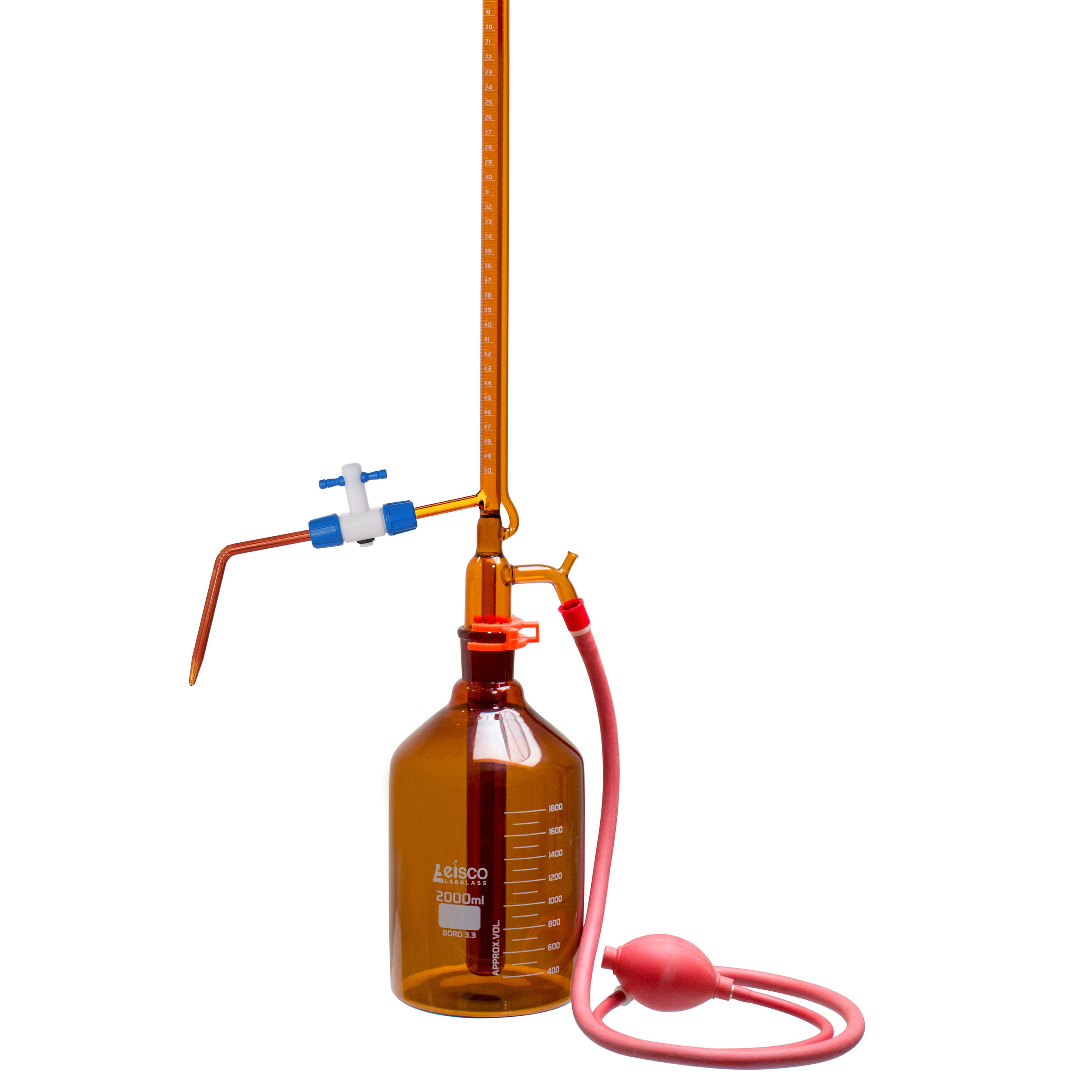 Eisco Labs - Automatic Zero Burette, 50ml - Amber Class A - 34/35 Join