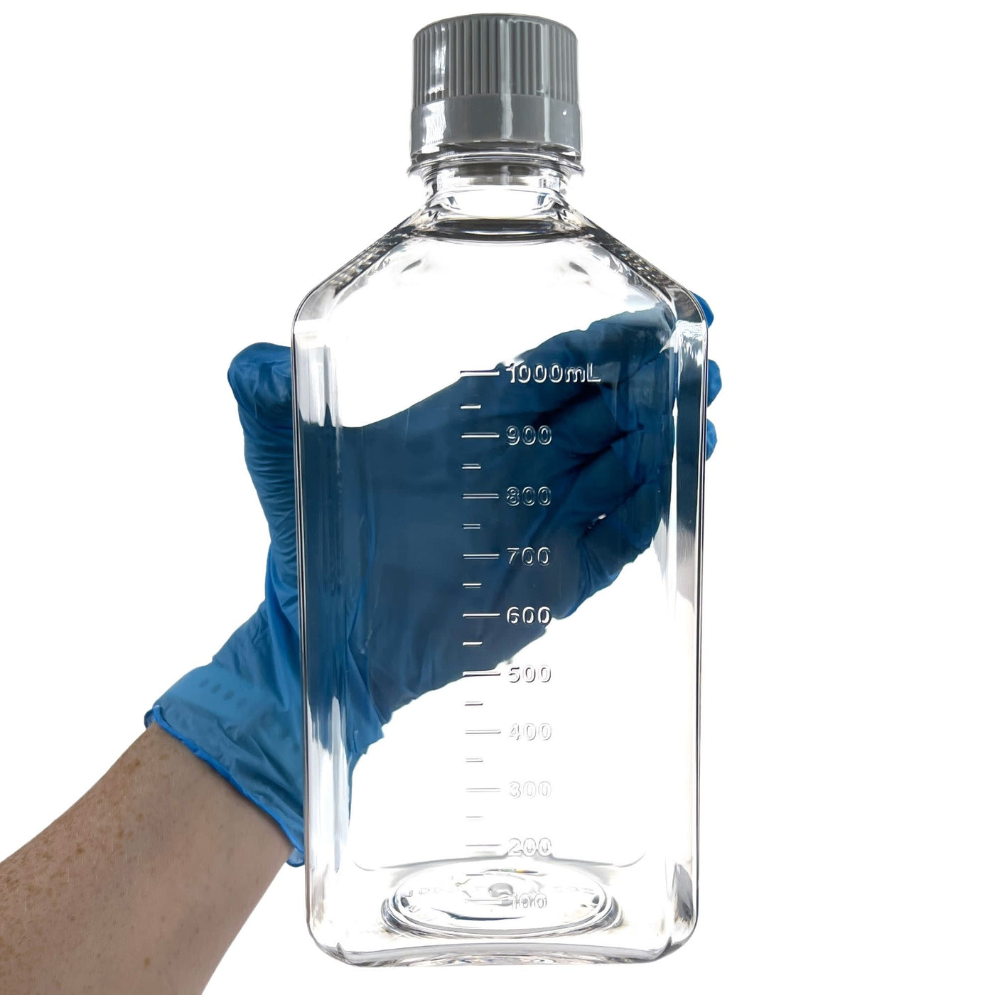 Eisco - Pack of 12, 1L Sterile PETG Media Bottles with HDPE Caps, Squa ...