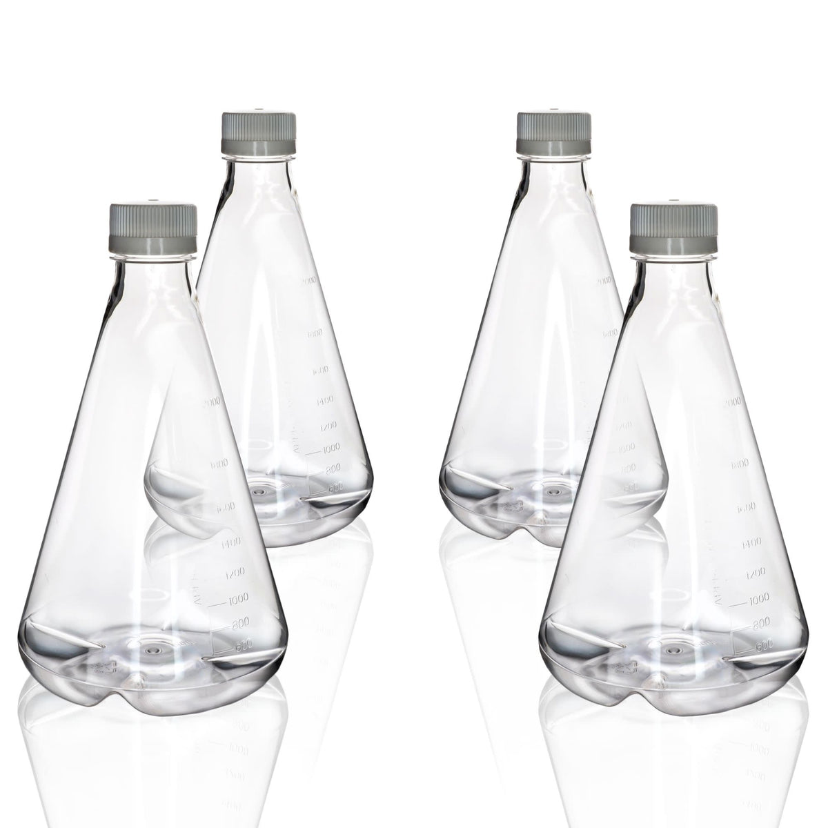 Eisco - Pack of 4, 2L Sterile PETG Erlenmeyer Flasks, Non-Vented, Baff — Eisco Labs