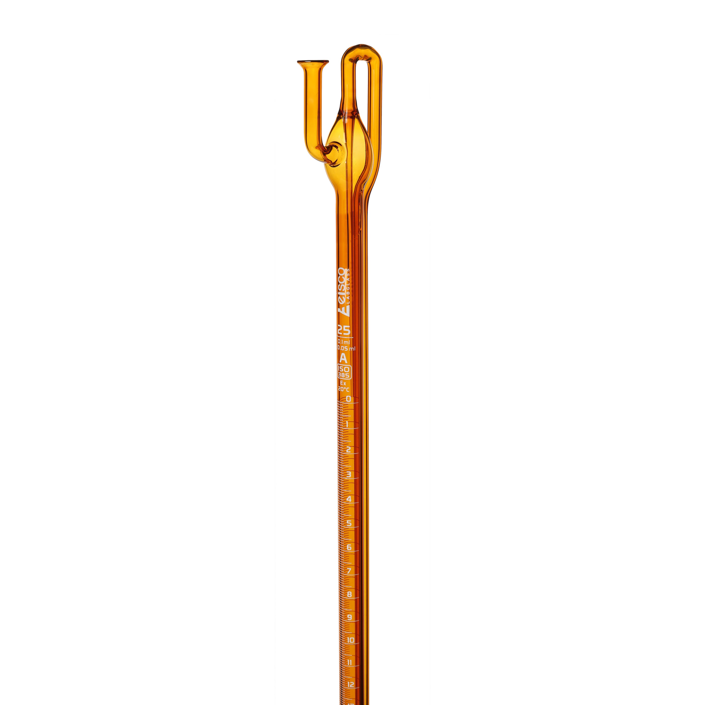 Eisco Labs - Automatic Zero Burette, 25ml - Amber Class A - 29/32 Join