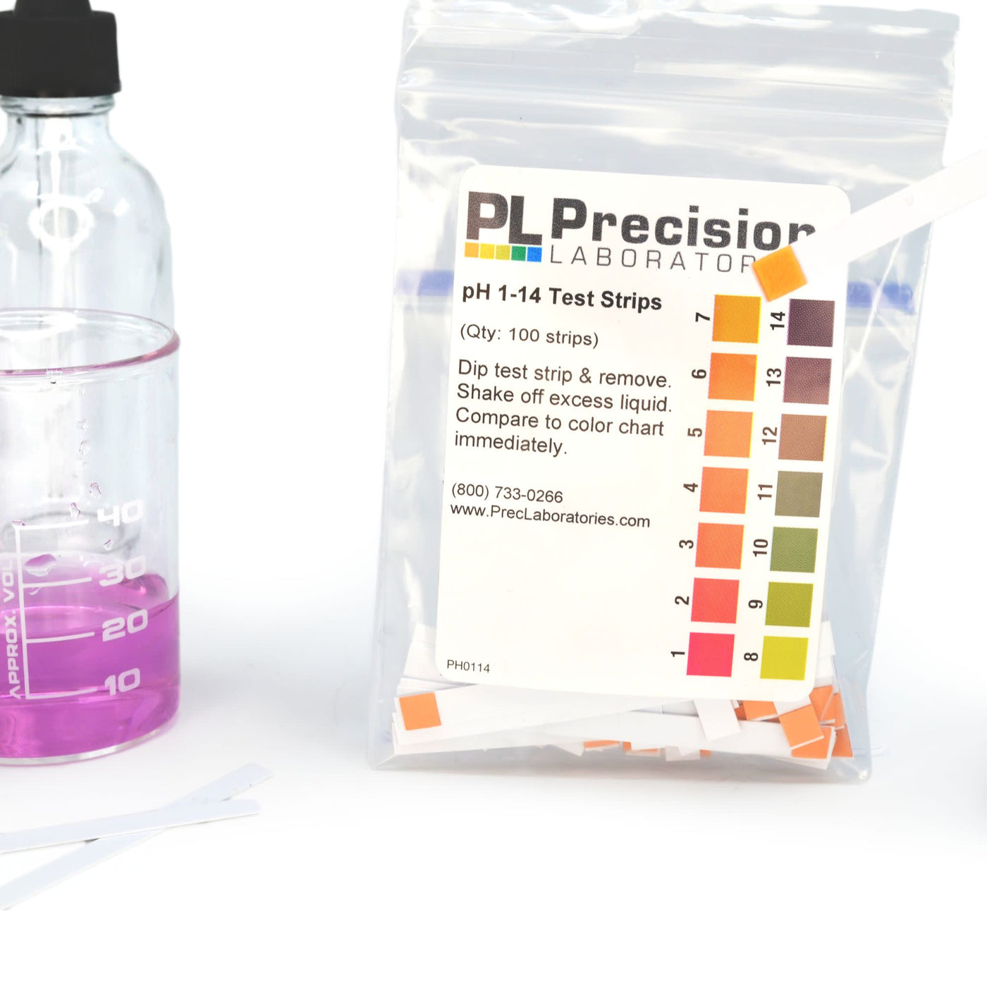 Eisco - pH Test Strips 1-14 - 100 Strips in 1 Bag for Quick and Accura ...