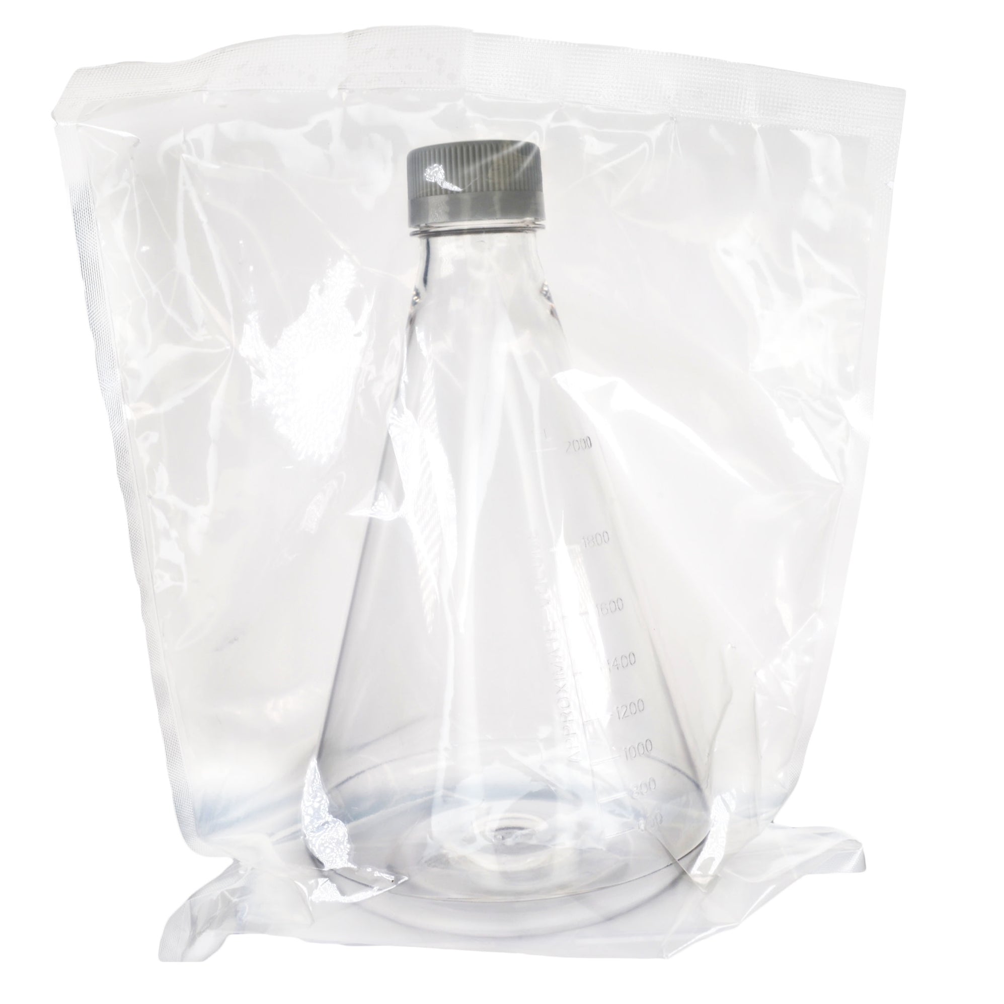 Eisco - Pack of 1, 2L Sterile PETG Erlenmeyer Flask, Vented, Flat Bott ...