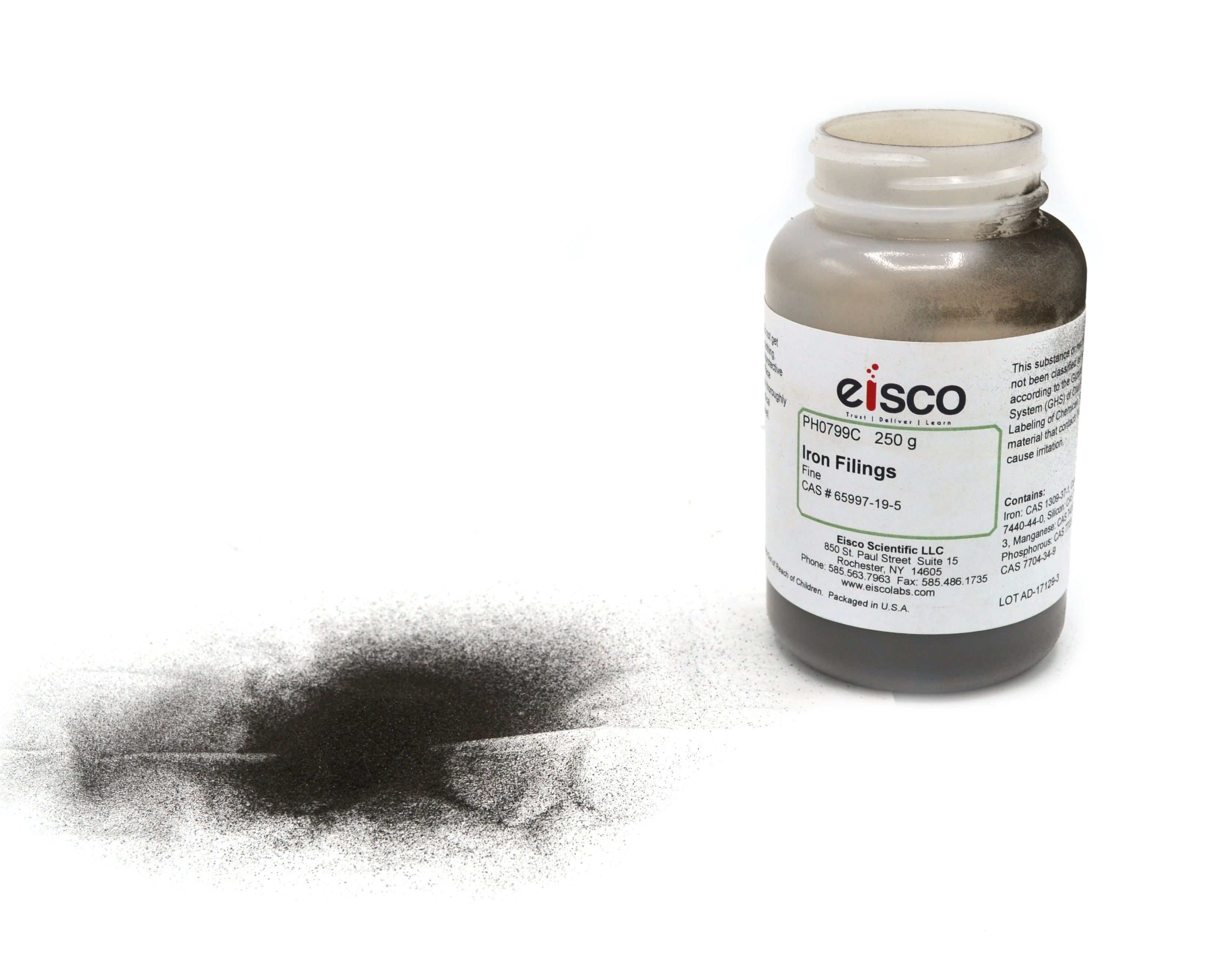 Fine Iron Filings, 250g - 40-60 Mesh Iron Shavings for Magnets — Eisco Labs