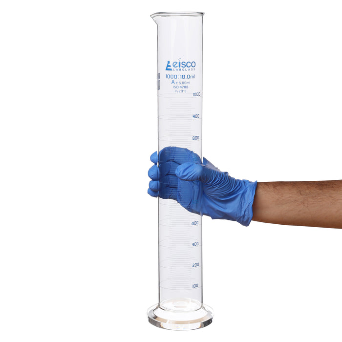 Graduated Cylinder, 1000ml - Class A - Blue Graduations, Round Base — Eisco Labs