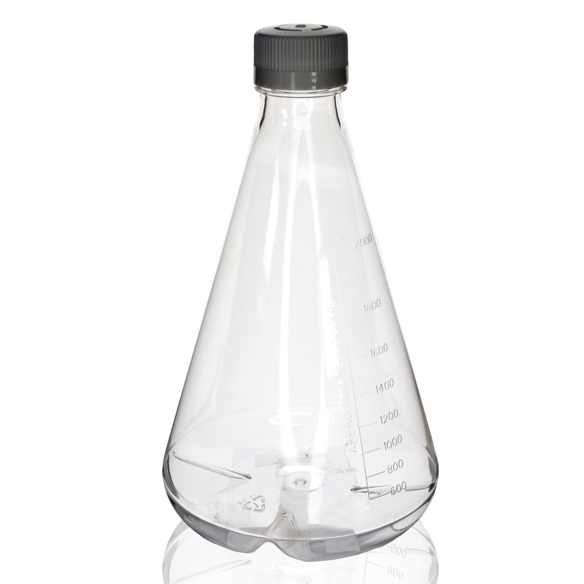 Eisco - Pack of 1, 2L Sterile PETG Erlenmeyer Flask, Vented, Baffled B ...