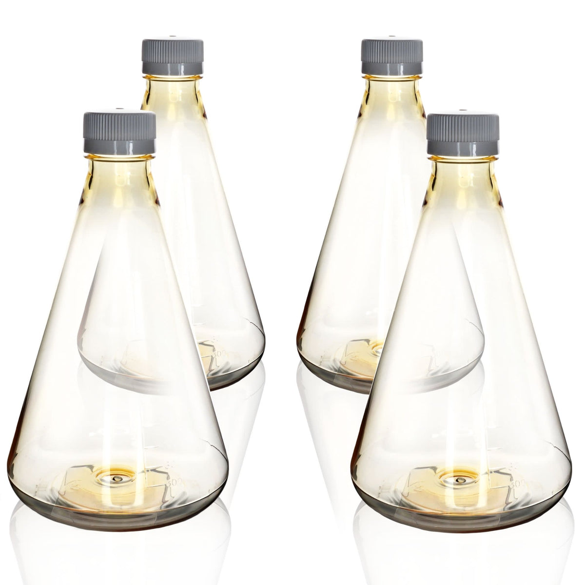 Eisco - Pack of 4, 2L Sterile Polycarbonate Erlenmeyer Flasks, Non-Ven ...