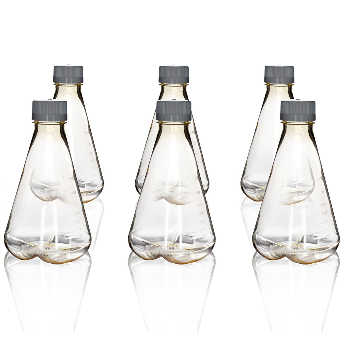 Eisco - Pack of 6, 1L Sterile Polycarbonate Erlenmeyer Flasks, Non-Ven ...