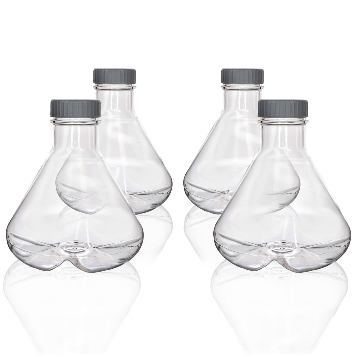 Eisco - Pack of 4, 3L Sterile PETG Erlenmeyer Flasks, Non-Vented, Baff ...