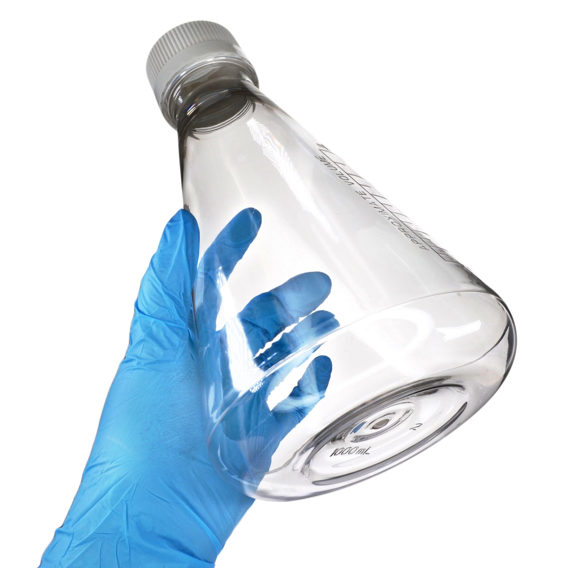 Eisco - Pack of 1, 1L Sterile PETG Erlenmeyer Flask, Vented, Flat Bott ...