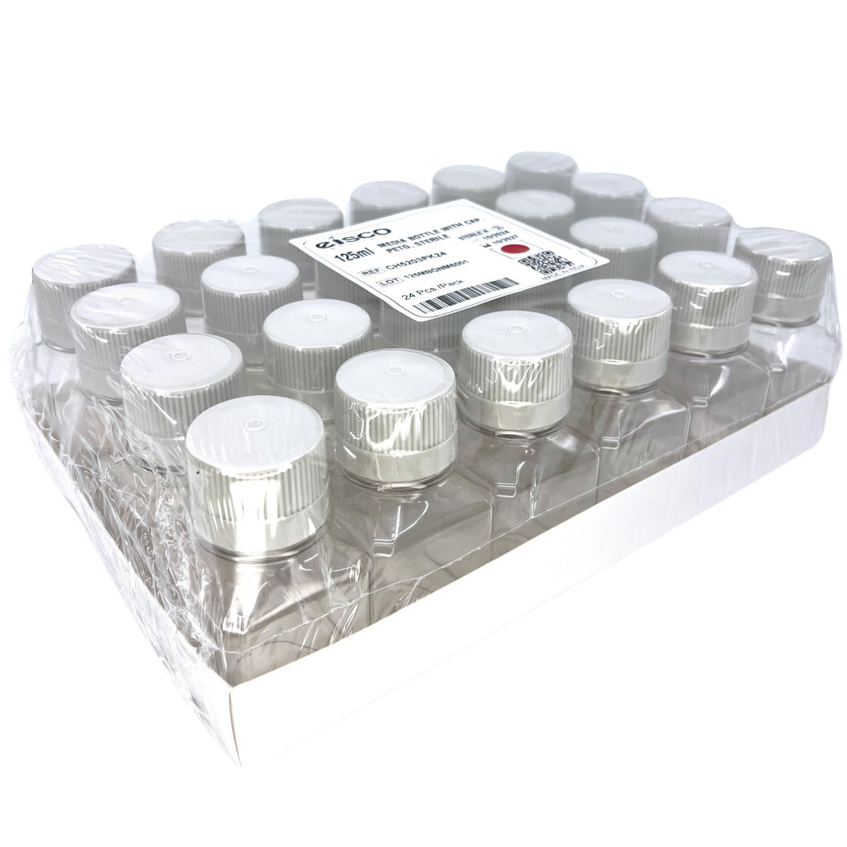 Eisco - Pack of 24, 125mL Sterile PETG Media Bottles with HDPE Caps, S ...