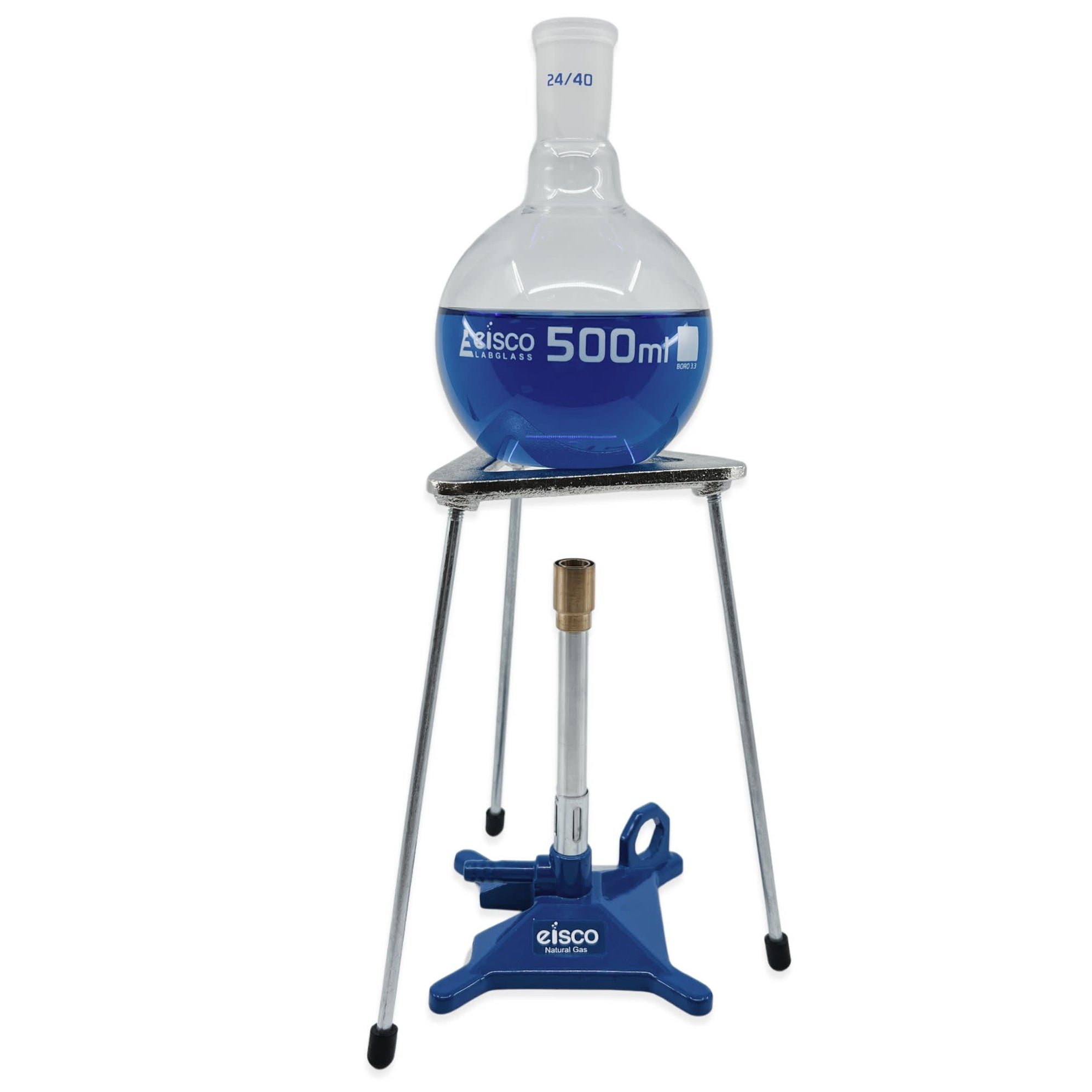Eisco Labs - 500 mL Flat Bottom Boiling Flask with 24/40 Ground Joint,