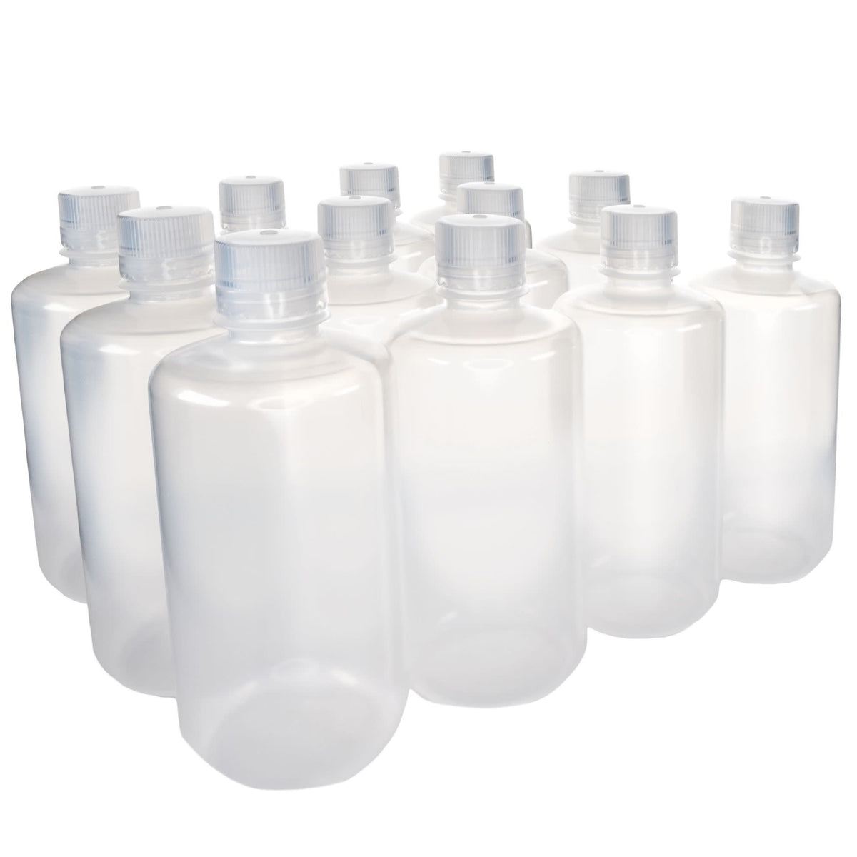 Eisco - Pack of 12, 1L Narrow Mouth Polypropylene Reagent Bottles with ...