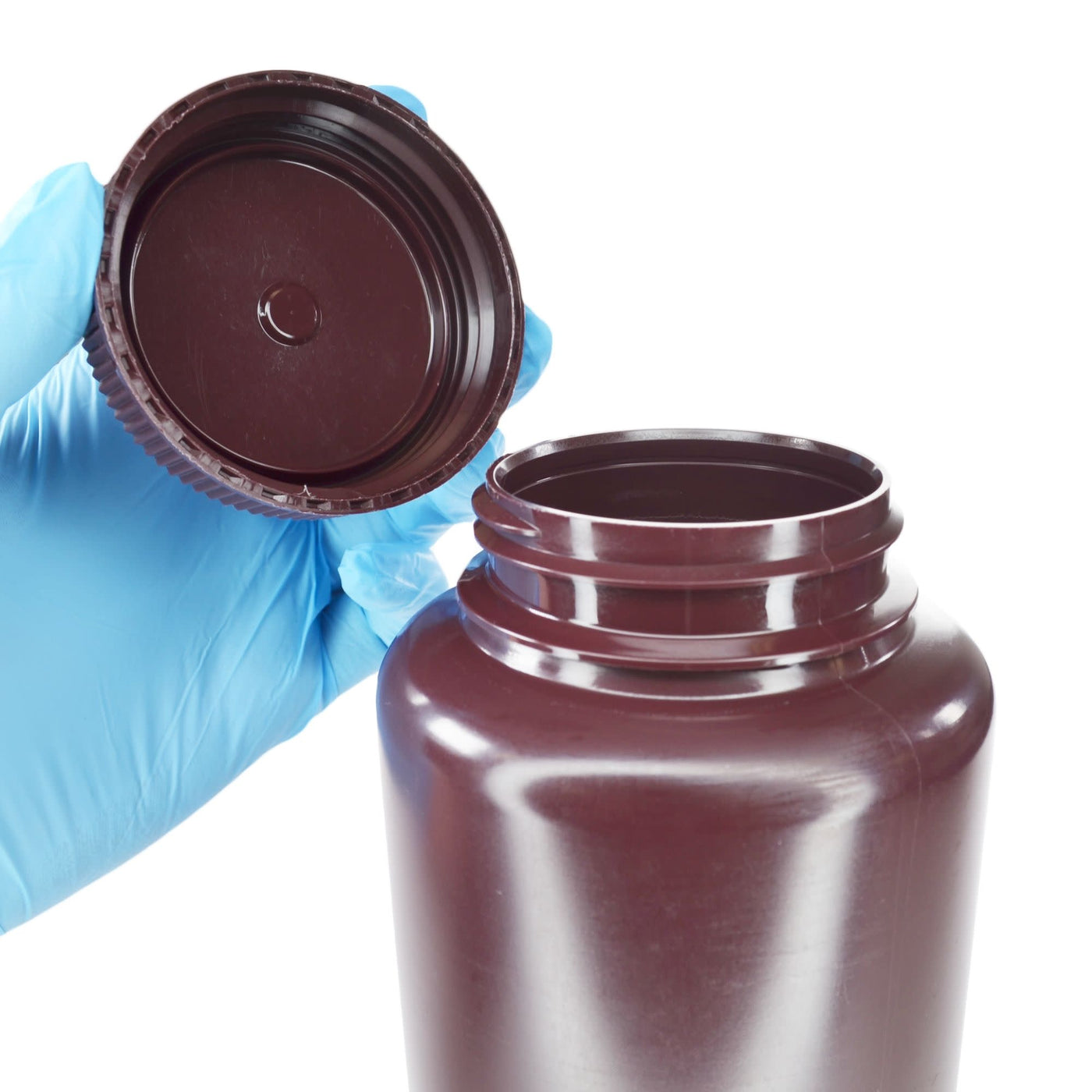 Eisco - Pack of 12, 1L Wide Mouth Amber HDPE Reagent Bottles with Poly ...