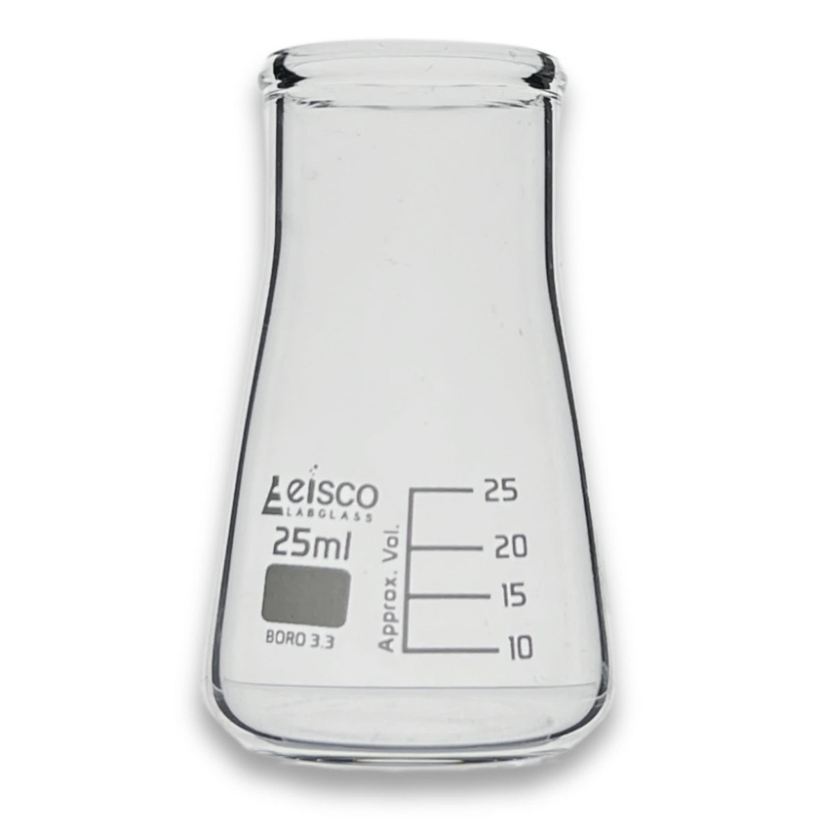 Eisco Labs - 25mL Conical Flask, Wide Neck, Borosilicate Glass, Heat R
