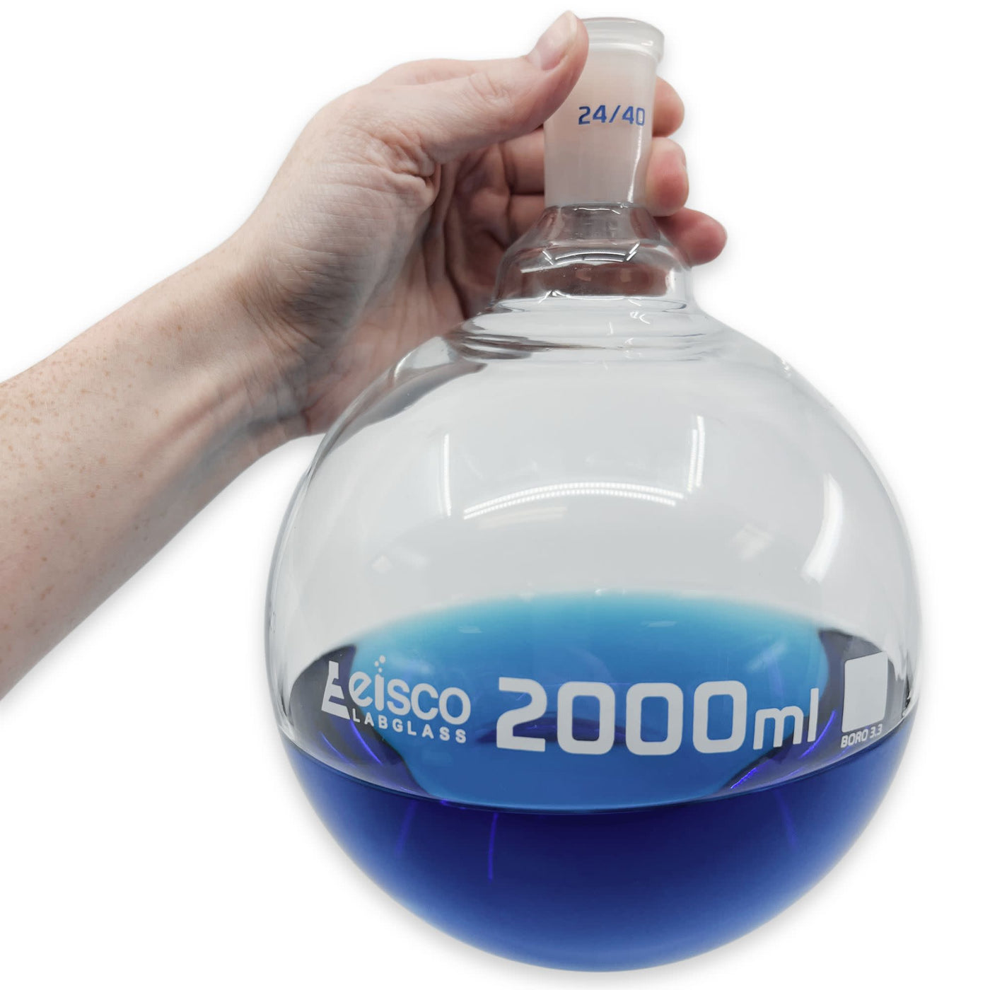 Eisco Labs - 2000 mL Flat Bottom Boiling Flask with 24/40 Ground Joint