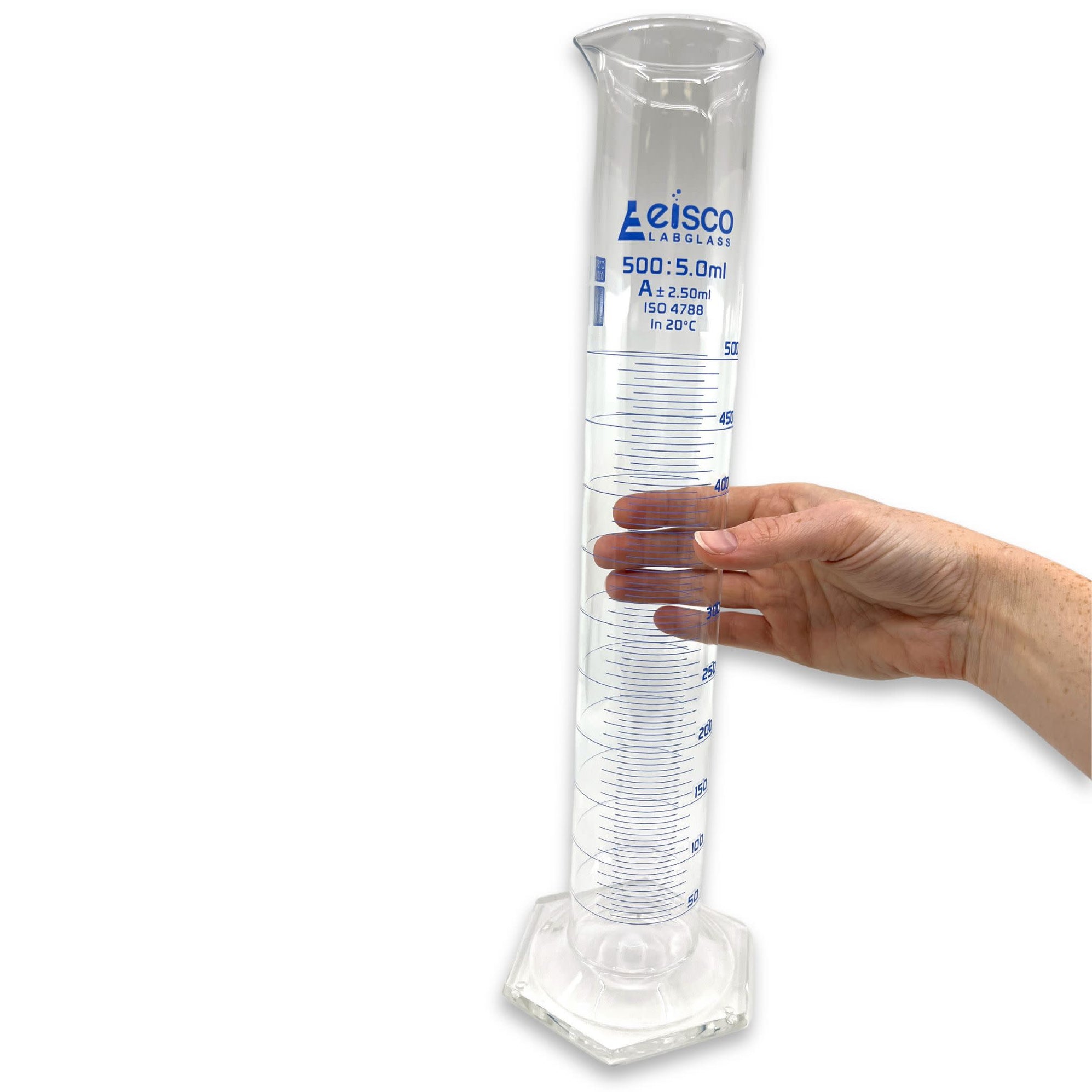 Eisco Labs - 500mL Measuring Cylinder - Tolerance ±2.50mL - Class A Gr