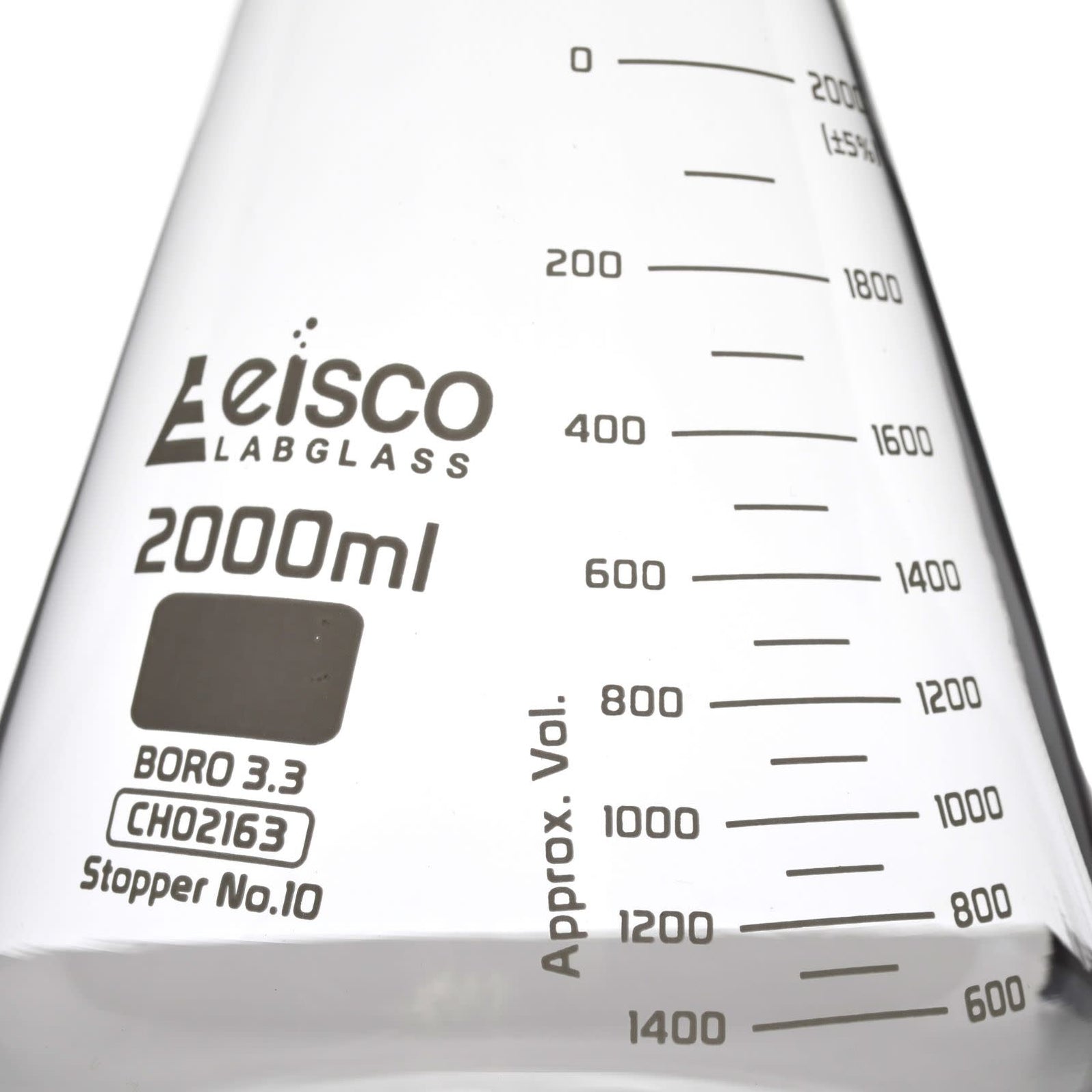Erlenmeyer Flask, 2000mL - ASTM, Dual Graduated Scale - Borosilicate G ...