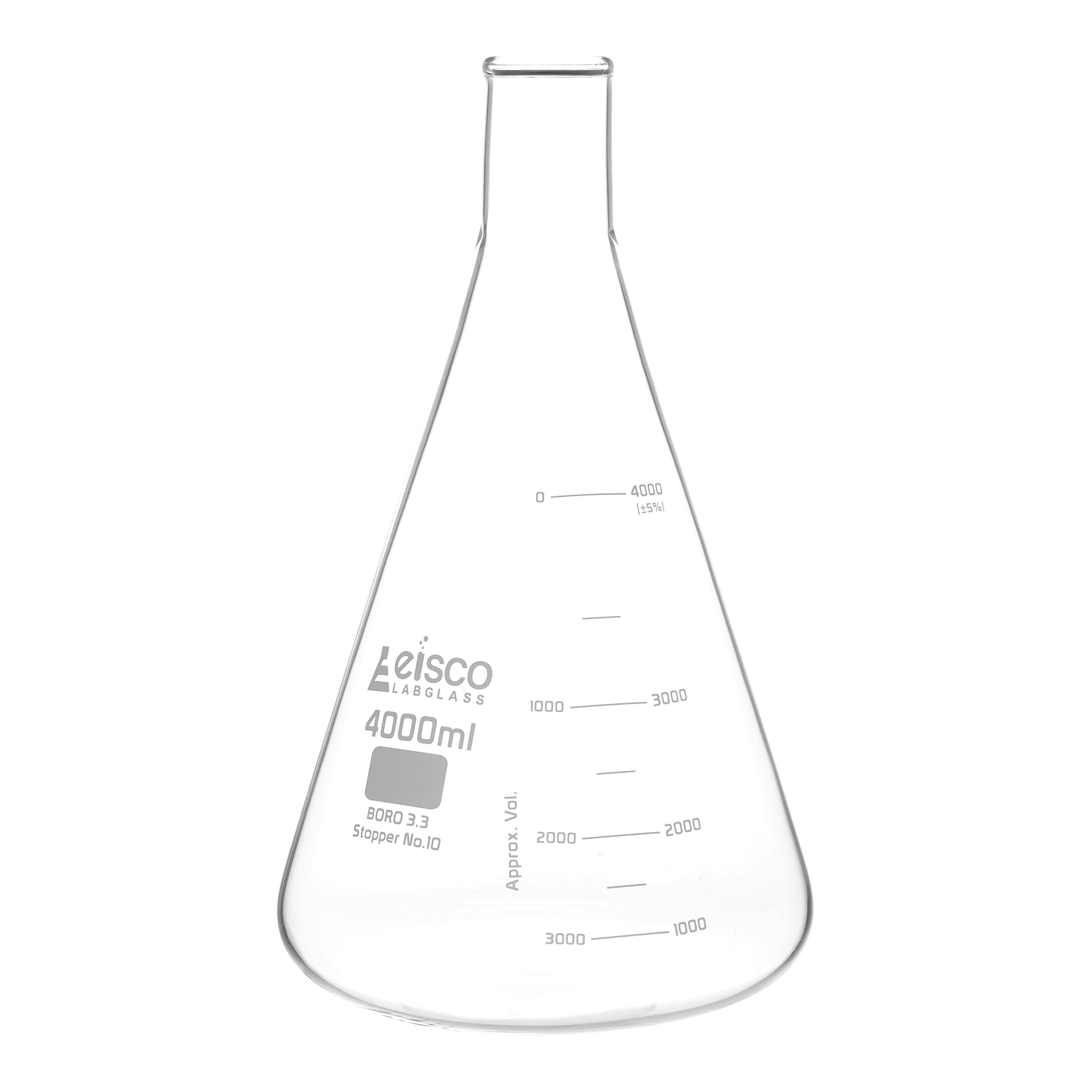 Erlenmeyer Flask, 4000mL - ASTM, Dual Graduated Scale - Borosilicate G ...