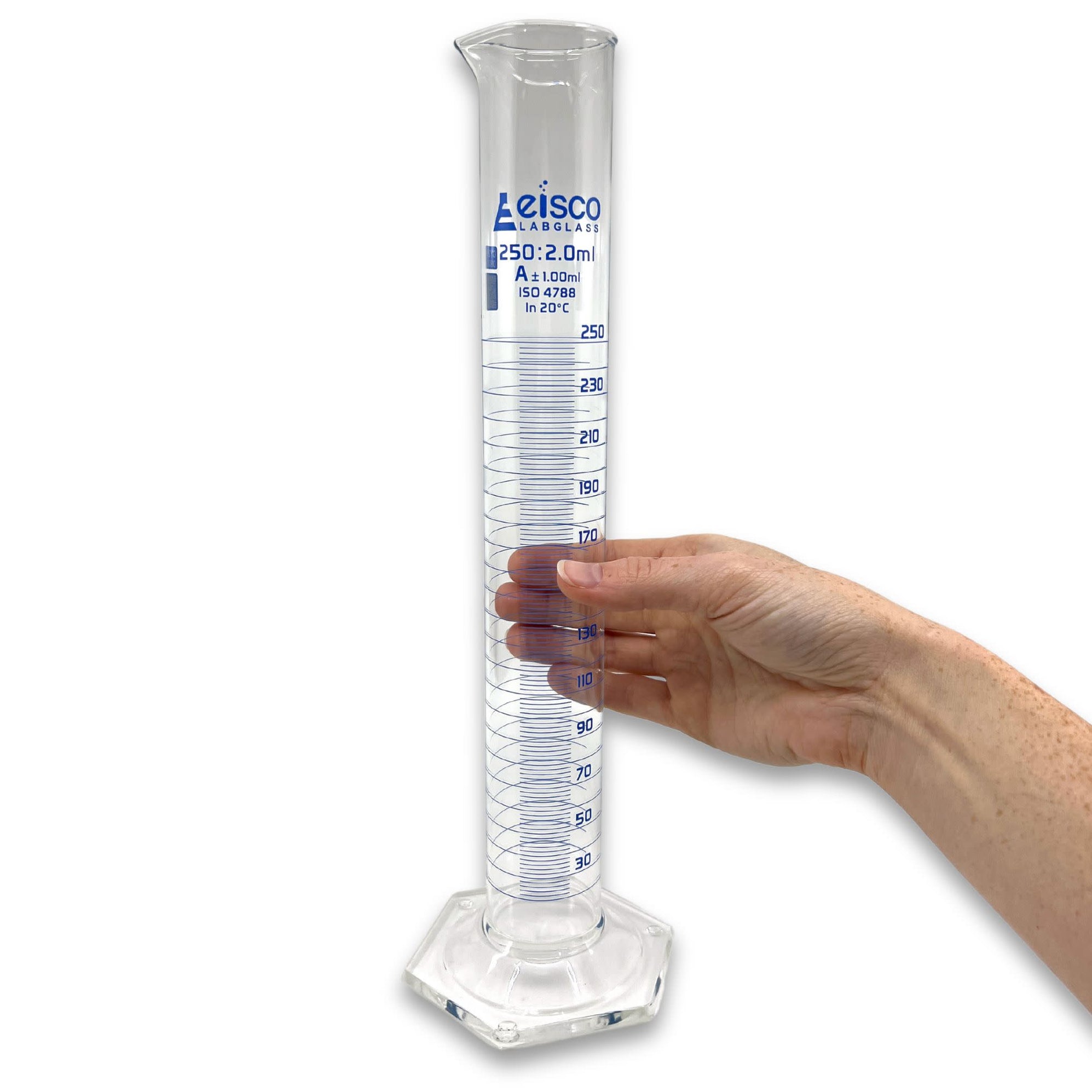 Eisco Labs - 250mL Measuring Cylinder - Tolerance ±1.00mL - Class A Gr