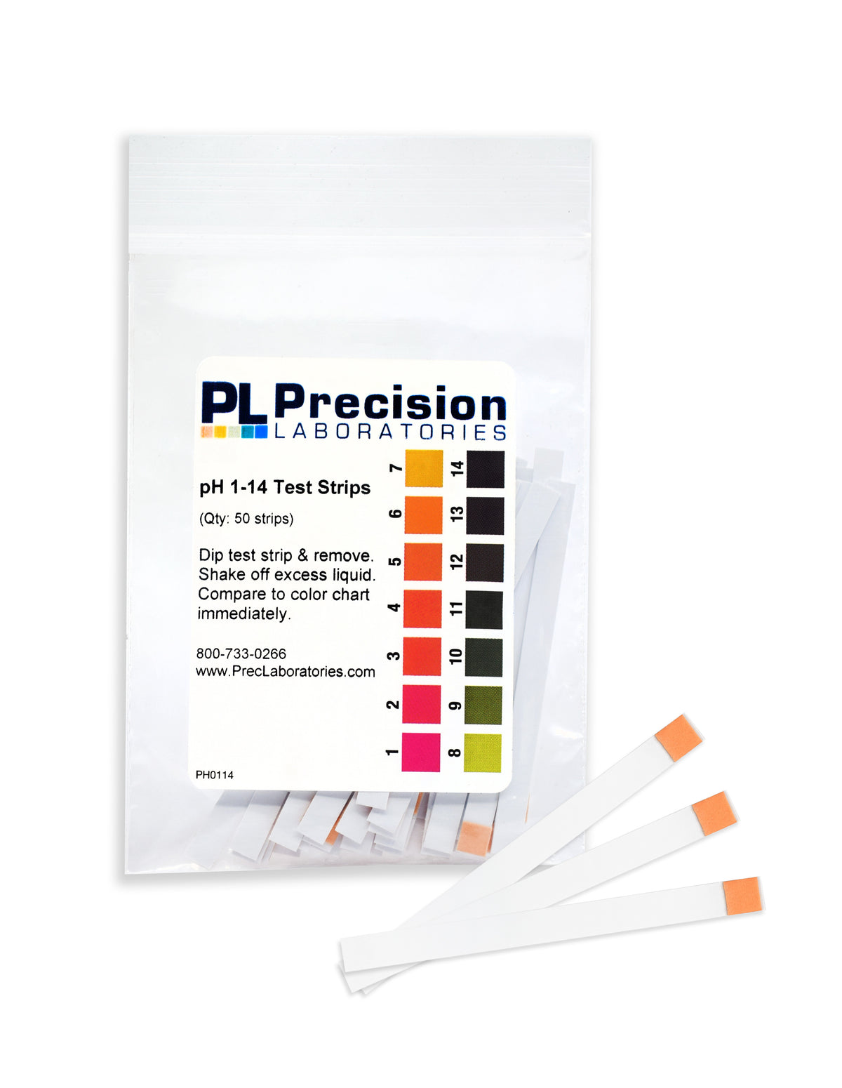 50PK pH Test Strips with Single Pad, 1-14 Range (Discontinued) — Eisco Labs