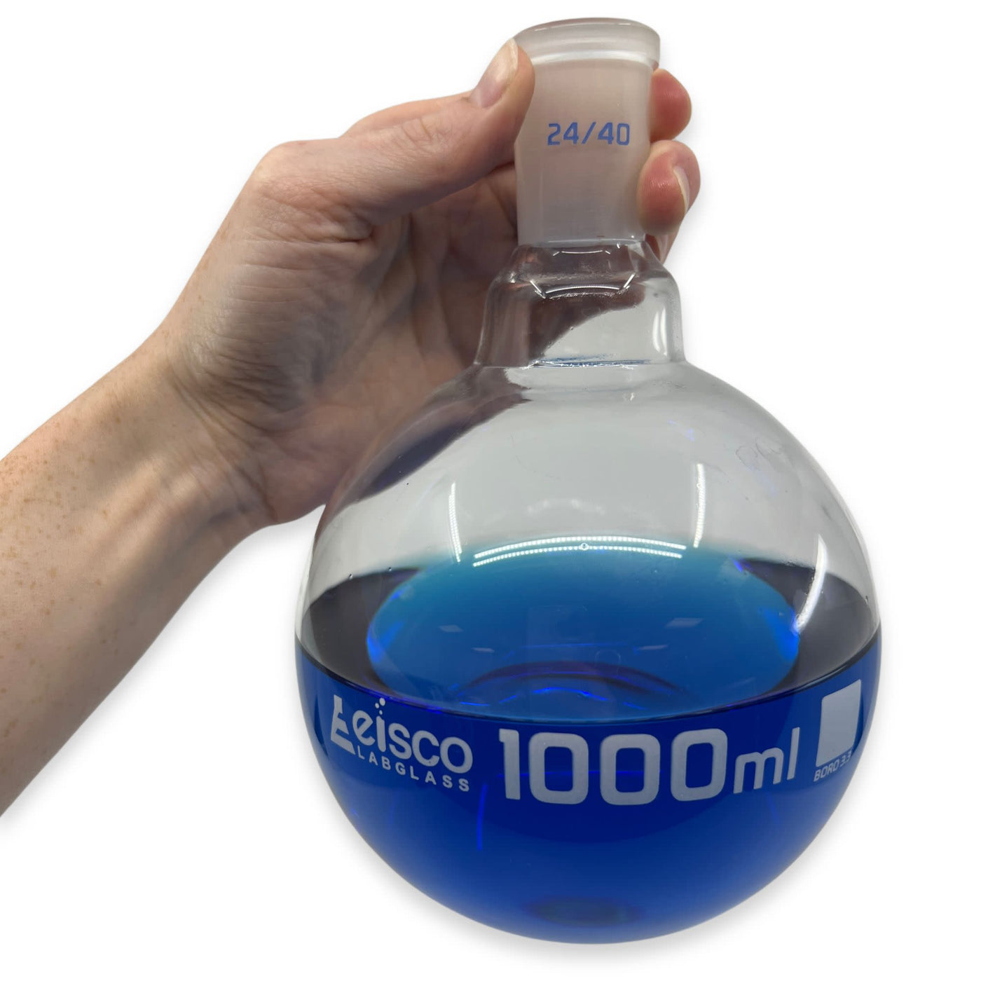 Eisco Labs - 1000 mL Flat Bottom Boiling Flask with 24/40 Ground Joint