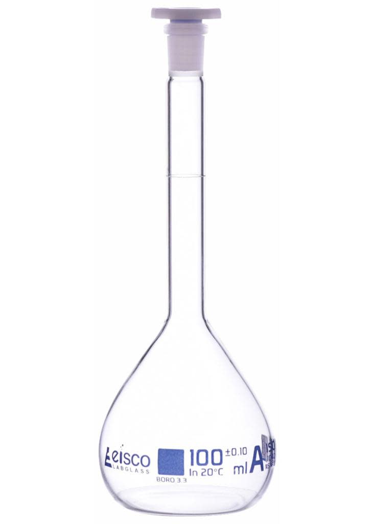 Volumetric Flask, 100mL - Class A - Borosilicate Glass, Polyethylene S ...
