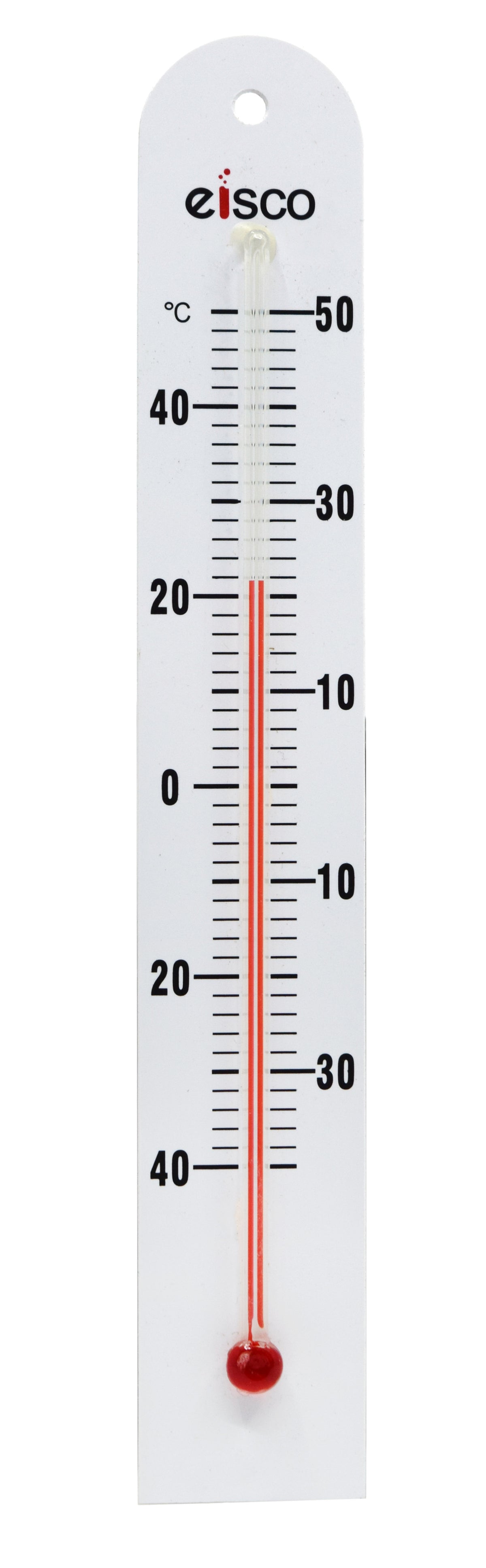 PVC Thermometer, -40 to 50°C, - White PVC Backing, Glass - Spirit Fill ...