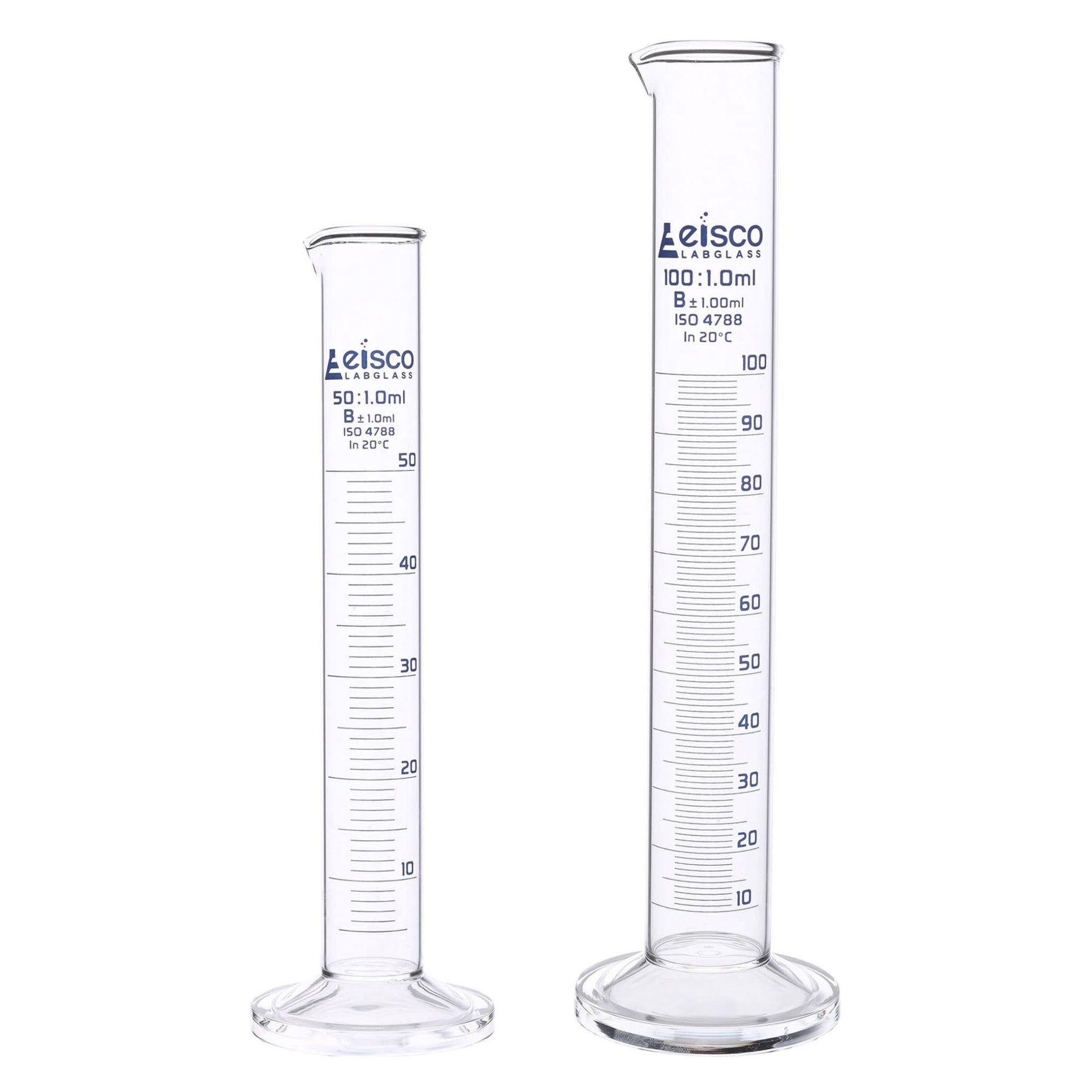 Eisco Labs - Glass Titration Set - 100mL & 250mL Beakers, 50mL & 100mL