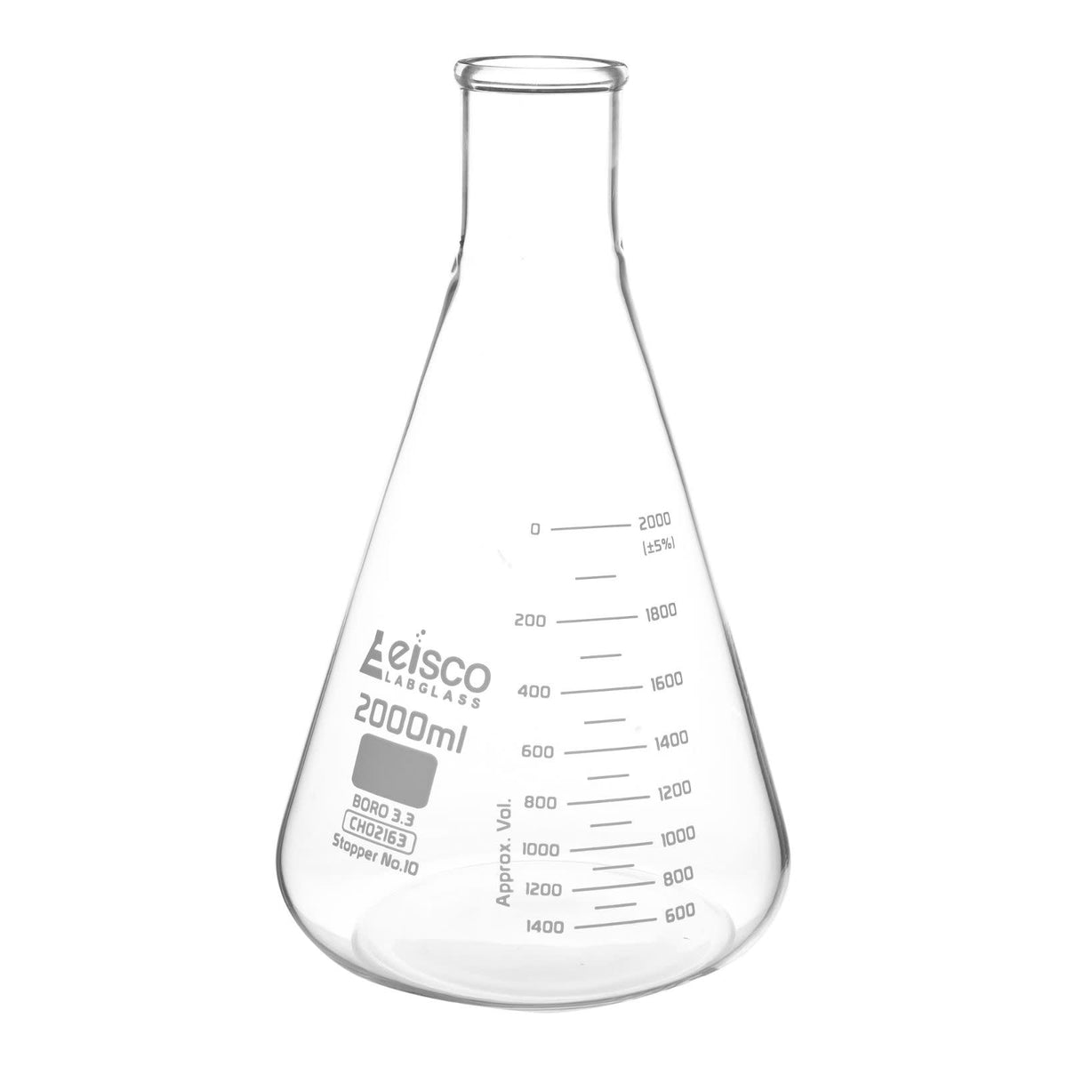 Erlenmeyer Flask, 2000mL - ASTM, Dual Graduated Scale - Borosilicate G ...