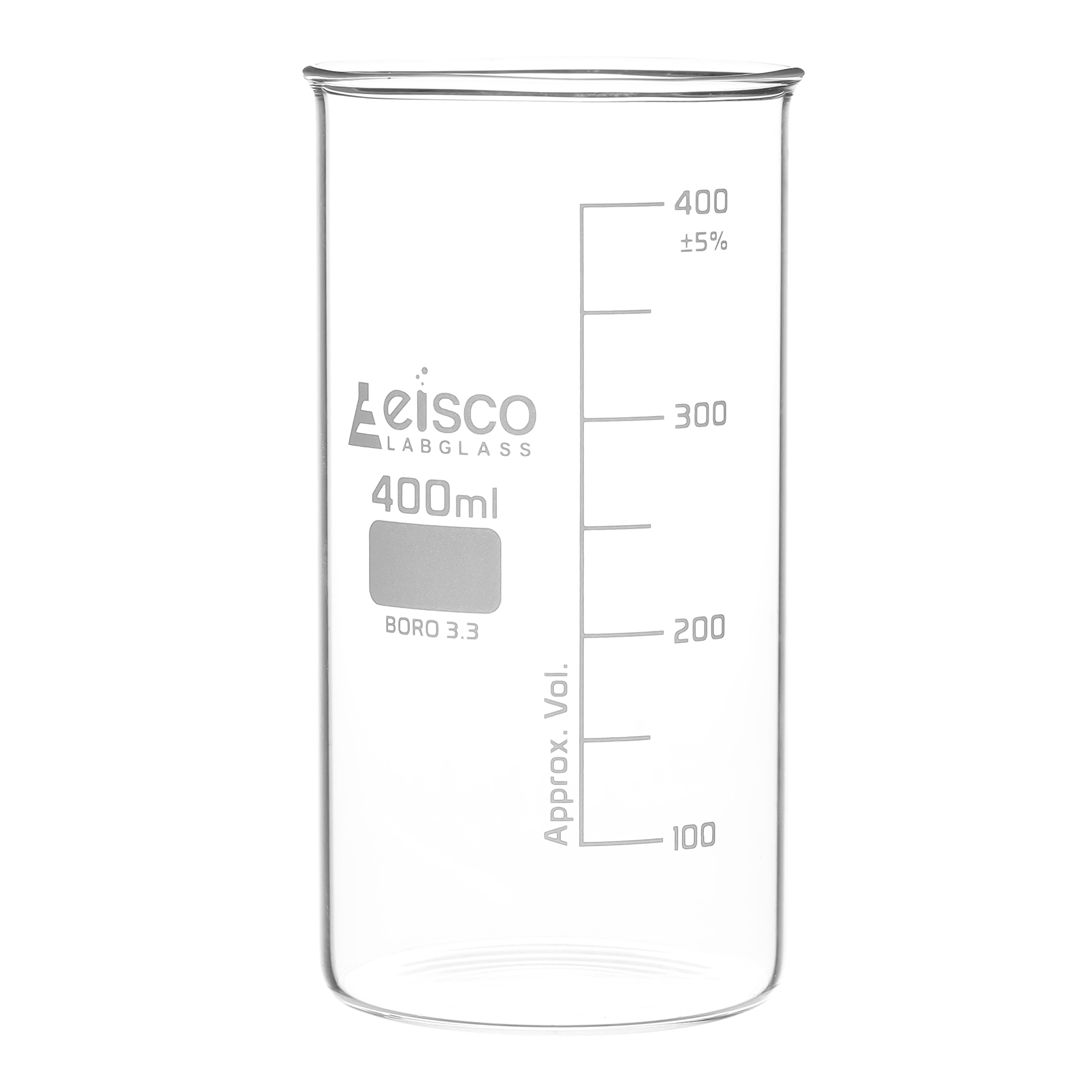 Beaker, 400mL - Berzelius Tall Form, No Spout - Graduated - Borosilica ...