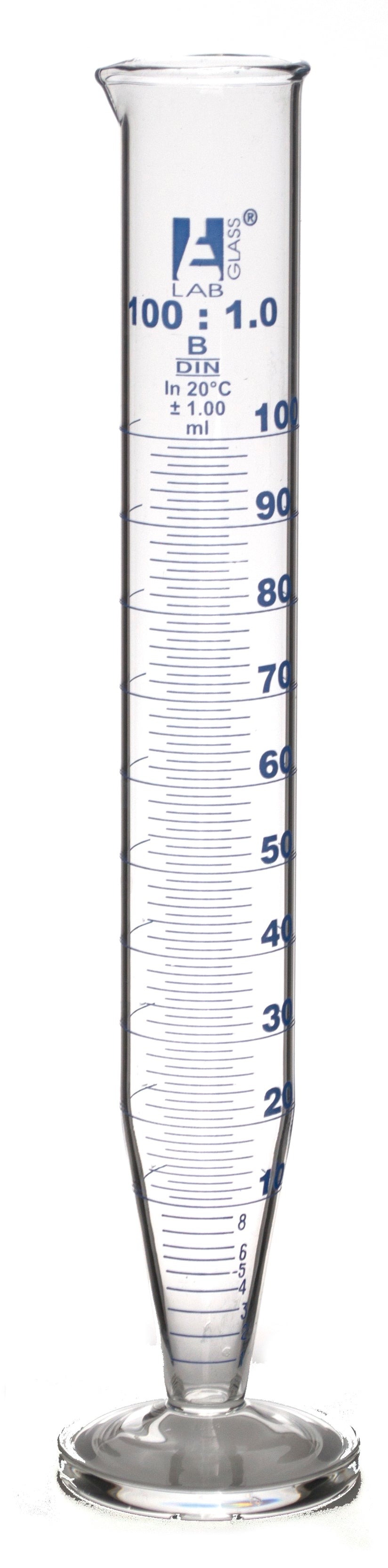 Crow Receiver, 100ml - Class B - Borosilicate Glass - Blue Graduations ...