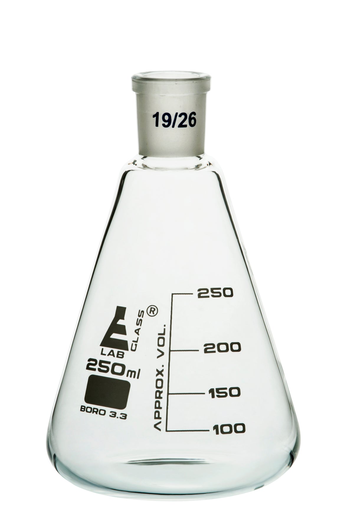 Erlenmeyer Flask, 250ml - 19/26 Joint, Interchangeable - Borosilicate ...