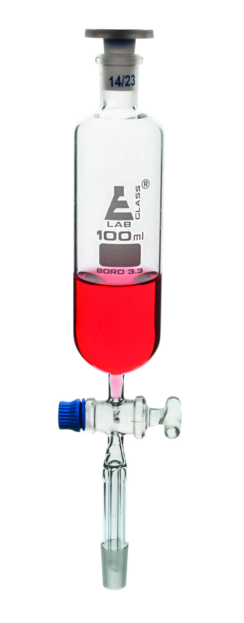 Dropping Funnel, 100ml - 19/26 Plastic Stopper, Glass Key Stopcock - U ...