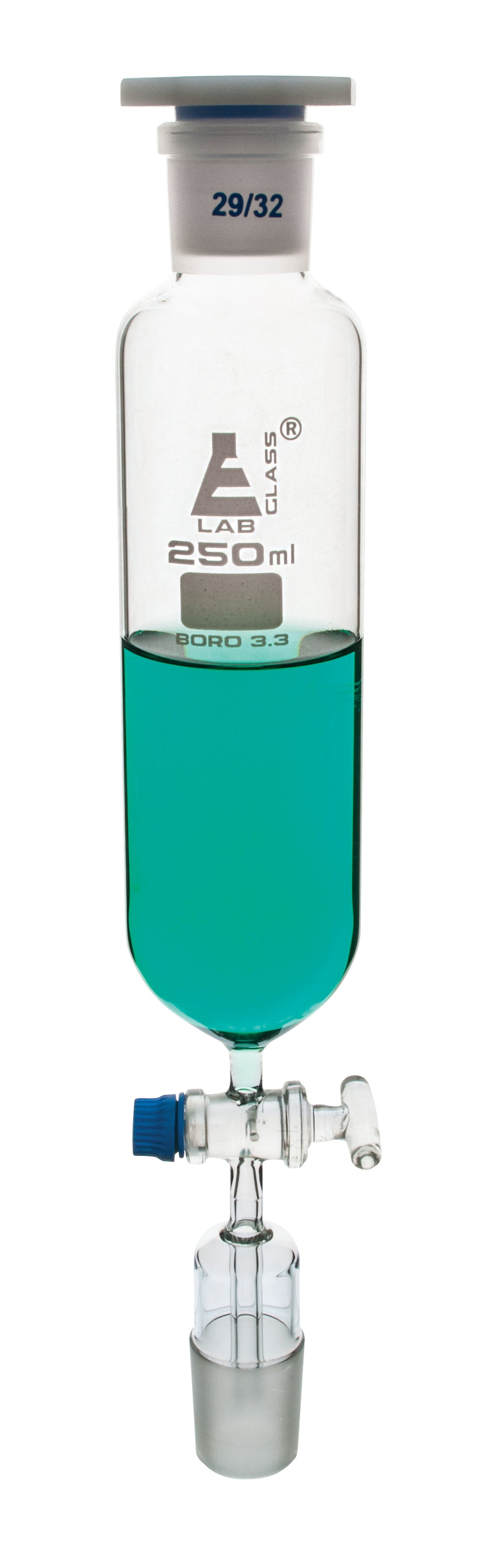 Dropping Funnel, 250ml - 29/32 Plastic Stopper, Glass Key Stopcock - U ...