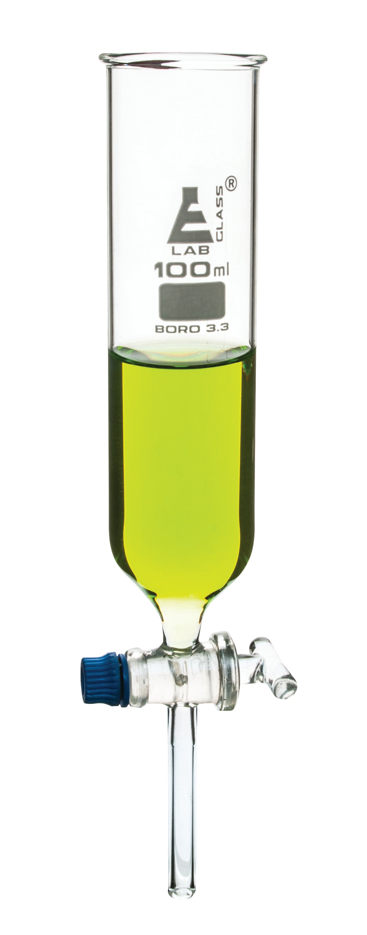 Dropping Funnel, 100ml - Glass Key Stopcock, Open Top, Cylindrical - U ...