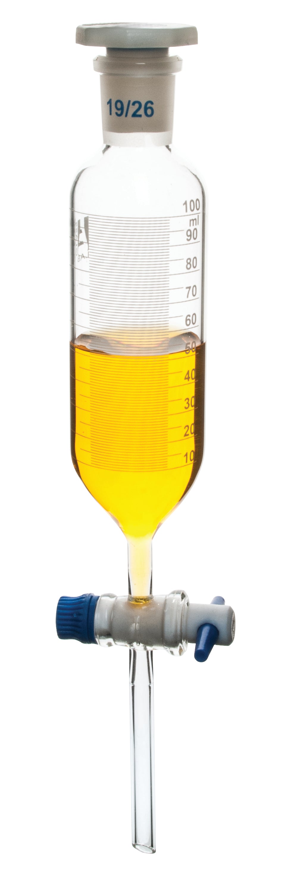 Dropping Funnel, 100ml - 19/26 Plastic Stopper - Graduated, PTFE Key S ...