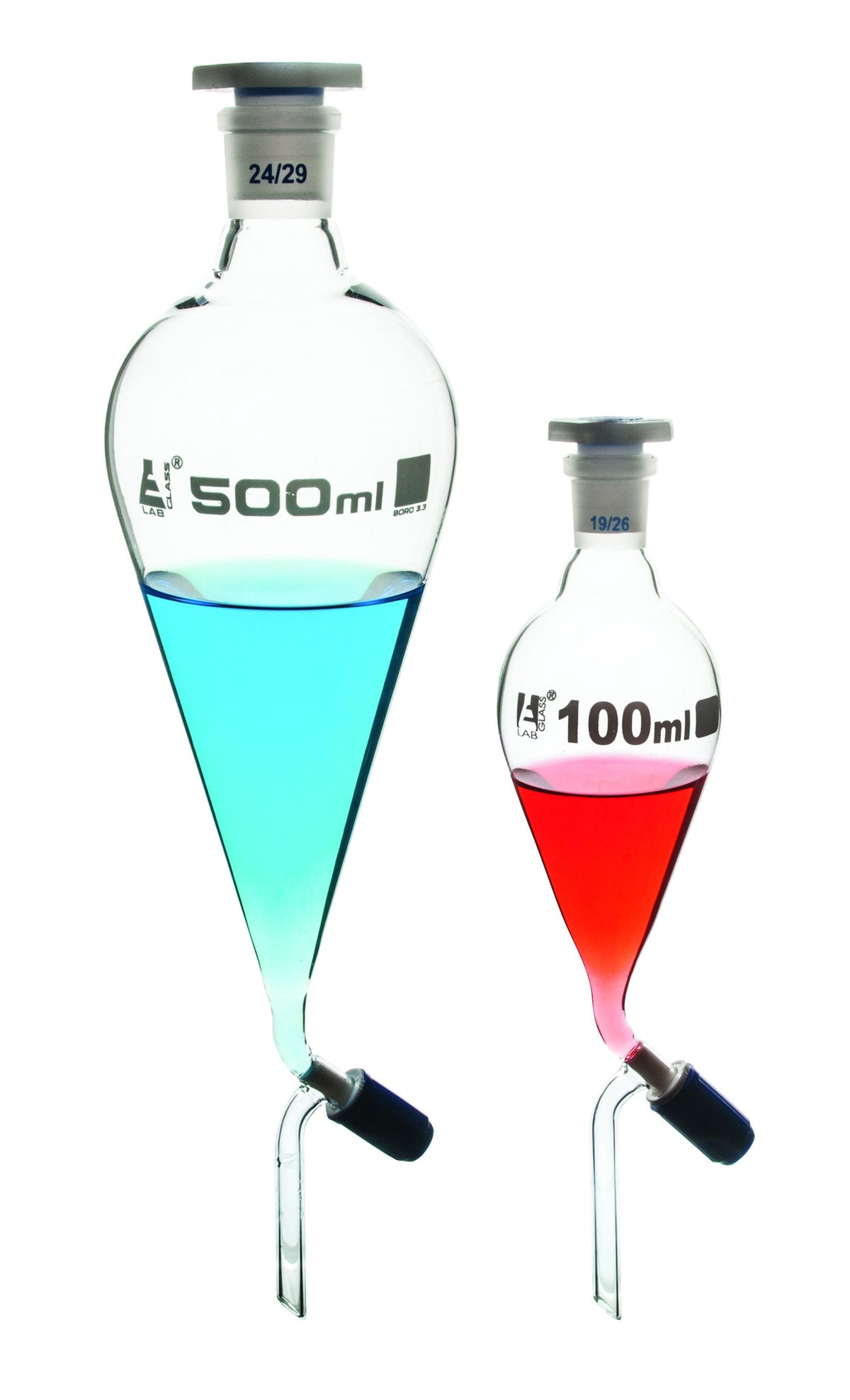 Squibb Separating Funnel, 50ml - 14/23 Plastic Stopper, Rotaflow Stopc ...