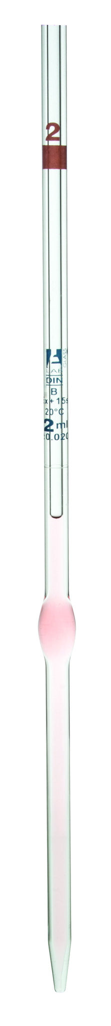 Bulb Form Pipette, 2ml - Class B, Tolerance ±0.020 - White Graduations ...