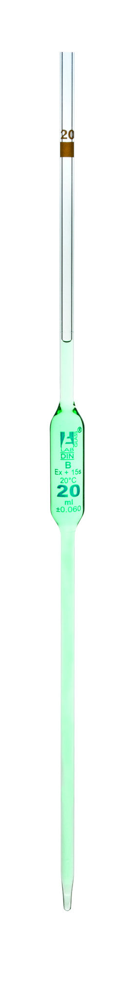 Bulb Form Pipette, 20ml - Class B, Tolerance ±0.060 - Blue Graduations ...