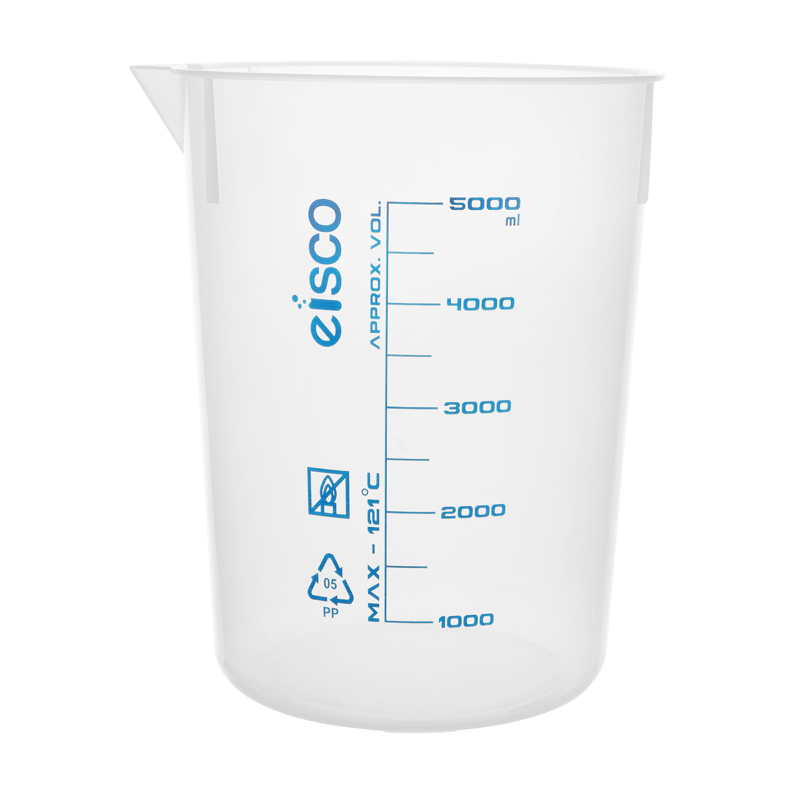 Premium 5000mL Beaker - Polypropylene Plastic, Blue Screen Printed, 10 ...