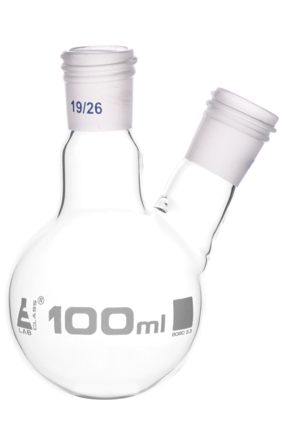 Distillation Flask with 2 Necks, 100ml Capacity, 19/26 Joint Size, Int ...