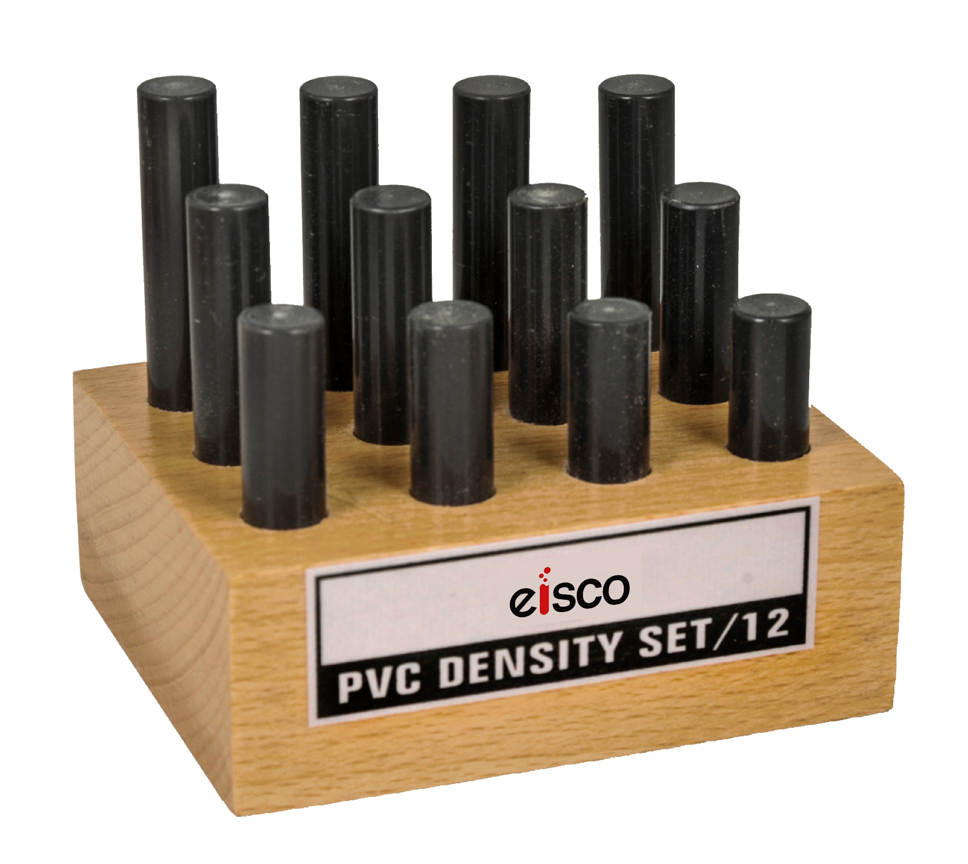 12pc Cylindrical Bars Density Set, PVC - Wooden Storage Block — Eisco Labs