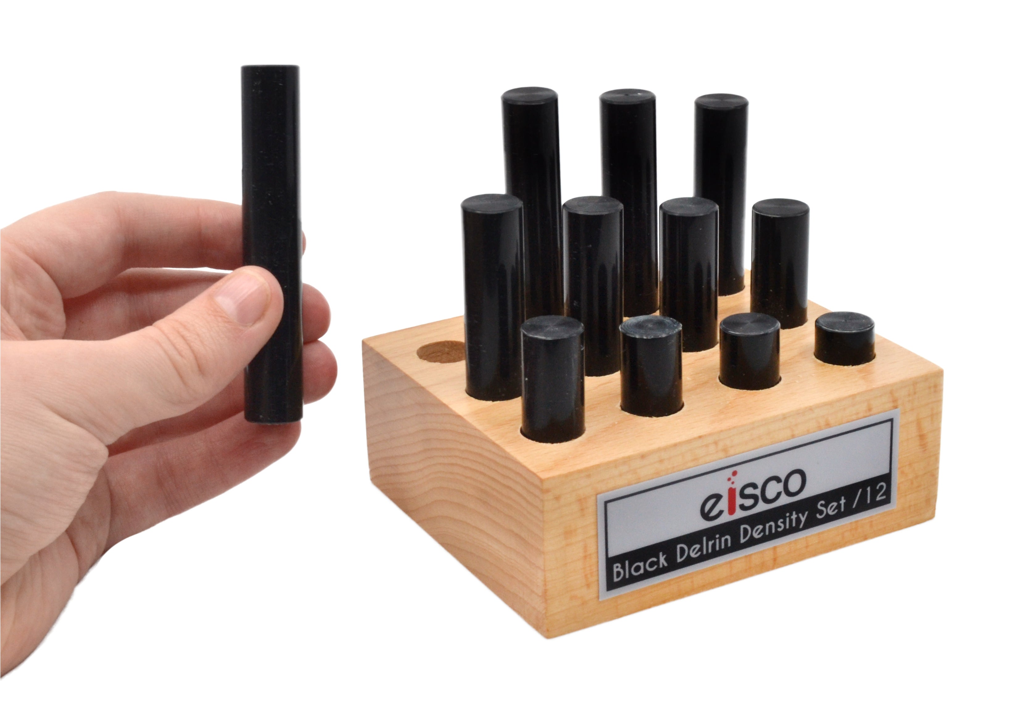 12pc Cylindrical Bars Density Set, Black Derlin - Wooden Storage Block ...