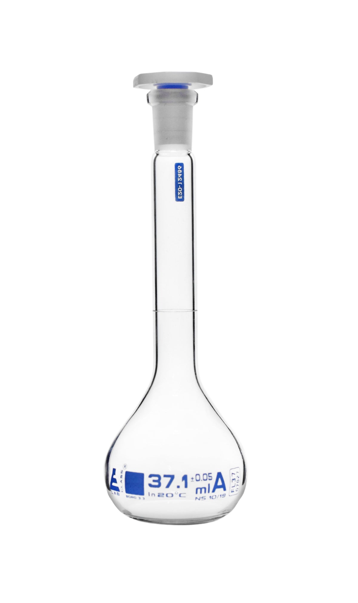 Volumetric Flask, 37.1mL - Class A - Borosilicate Glass - 10/19 Polyet ...