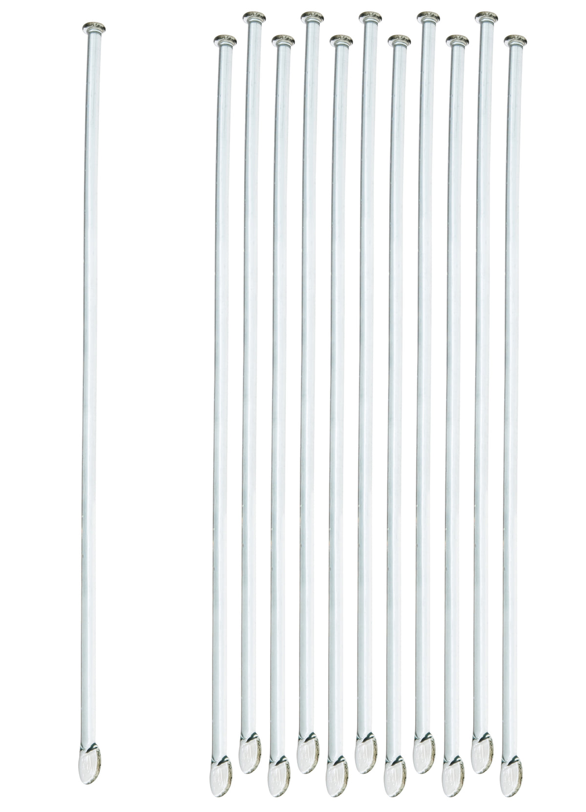 10PK Glass Stirring Rods, 11.8" - Spade & Button Ends, 6mm Diameter ...