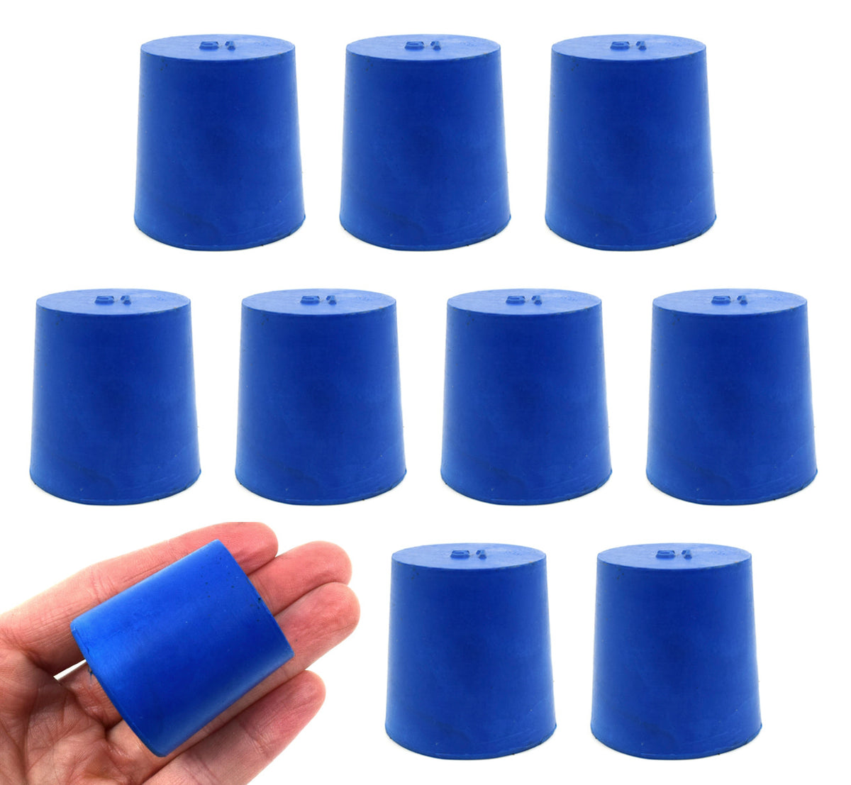 Neoprene Stoppers, Solid Blue - Size: 31mm Bottom, 36mm Top, 35mm Leng ...
