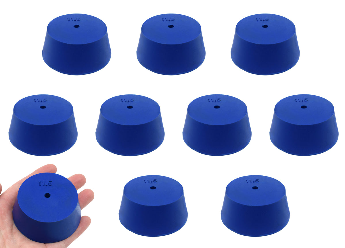 10PK Neoprene Stoppers, 1 Hole - ASTM - Size: #11.5 - 50mm Bottom, 63m ...