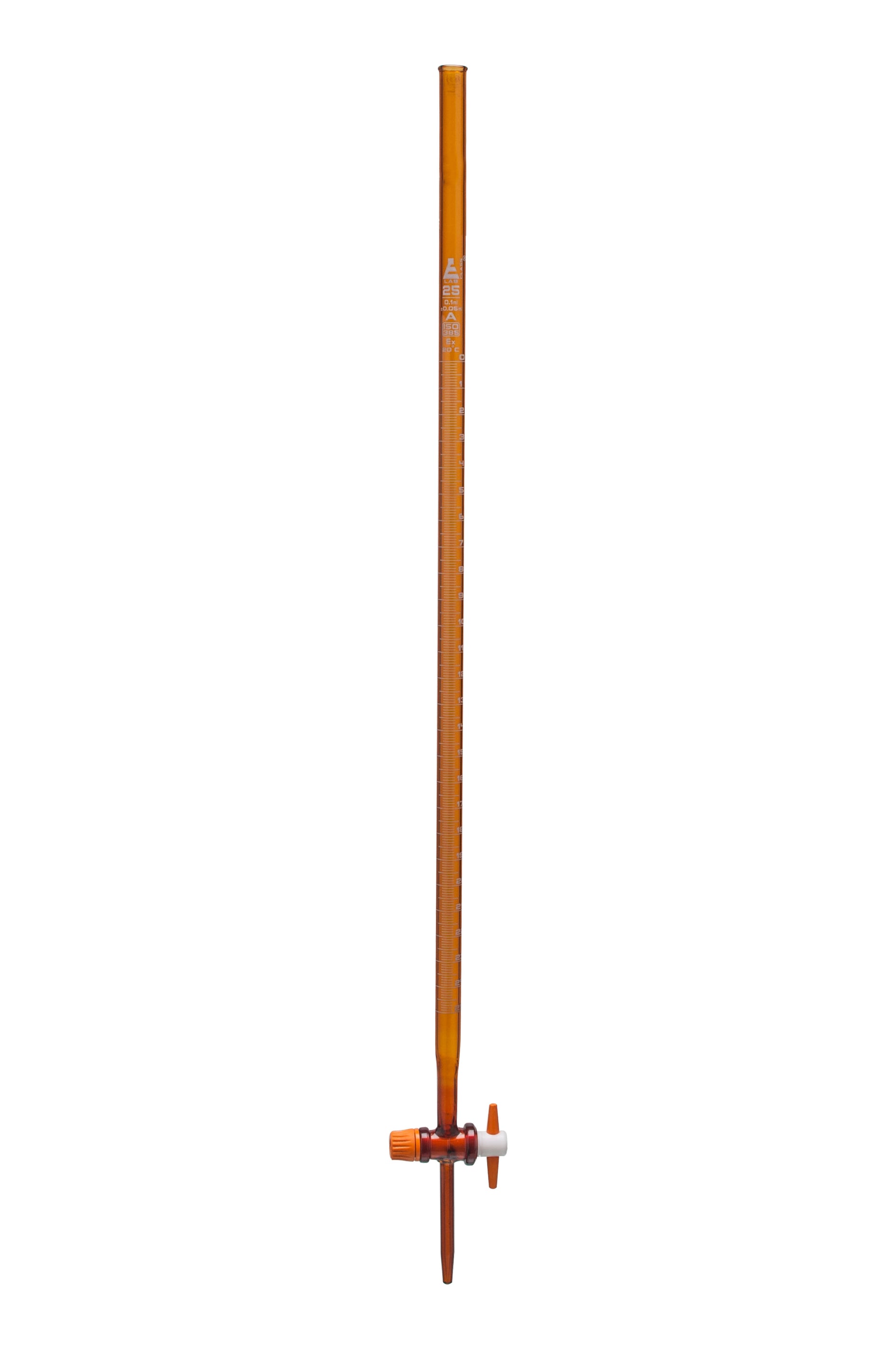 Burette, Amber, 25mL - Class A - With PTFE Stopcock - Borosilicate Gla ...