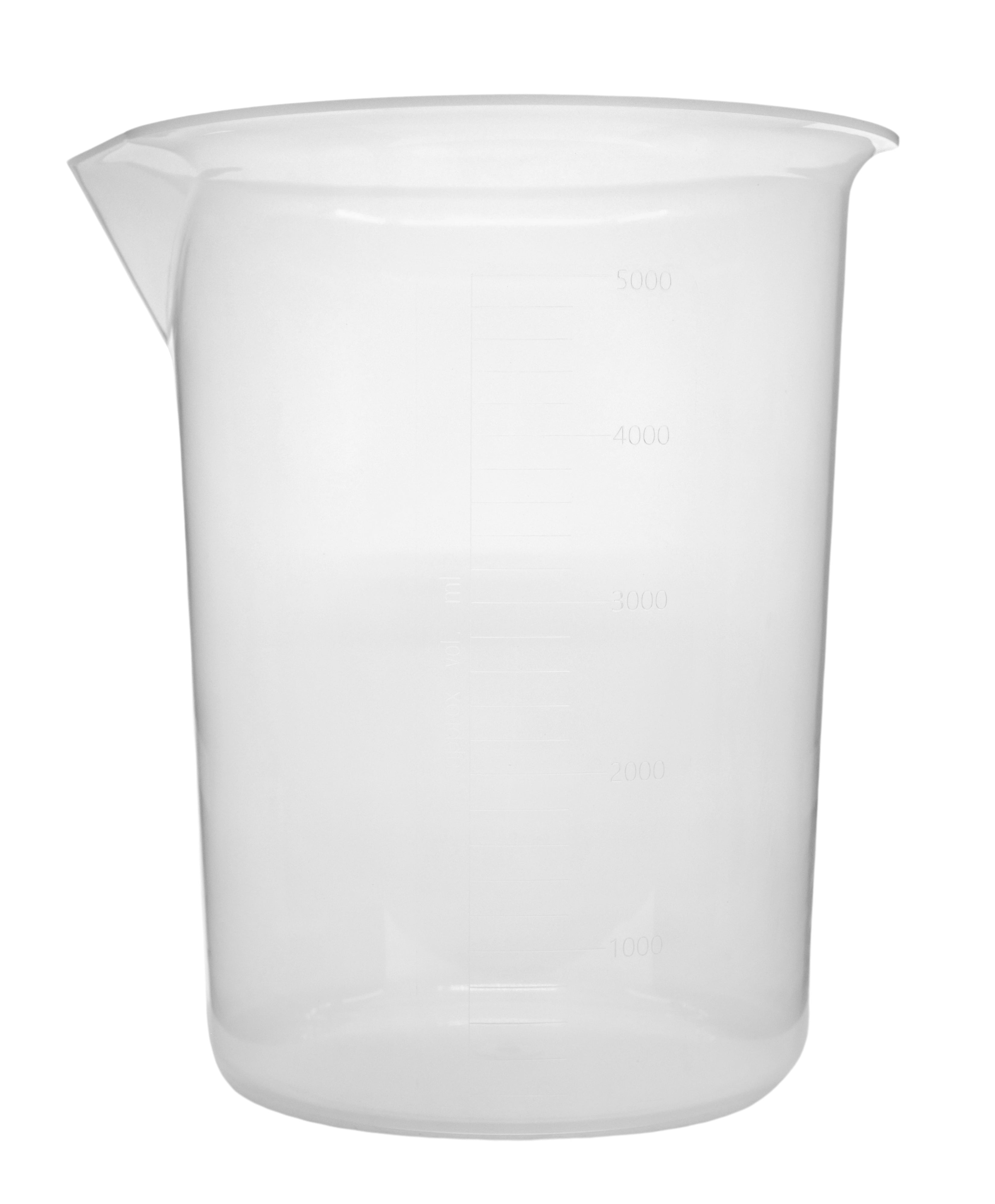 Plastic Beaker, 5000ml - Polypropylene - Raised Graduations — Eisco Labs