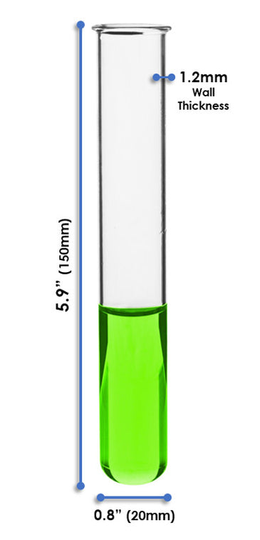 32PK Test Tubes, 30mL, 20x150mm - Rimmed - Light Wall, 1.2mm Thick - B ...